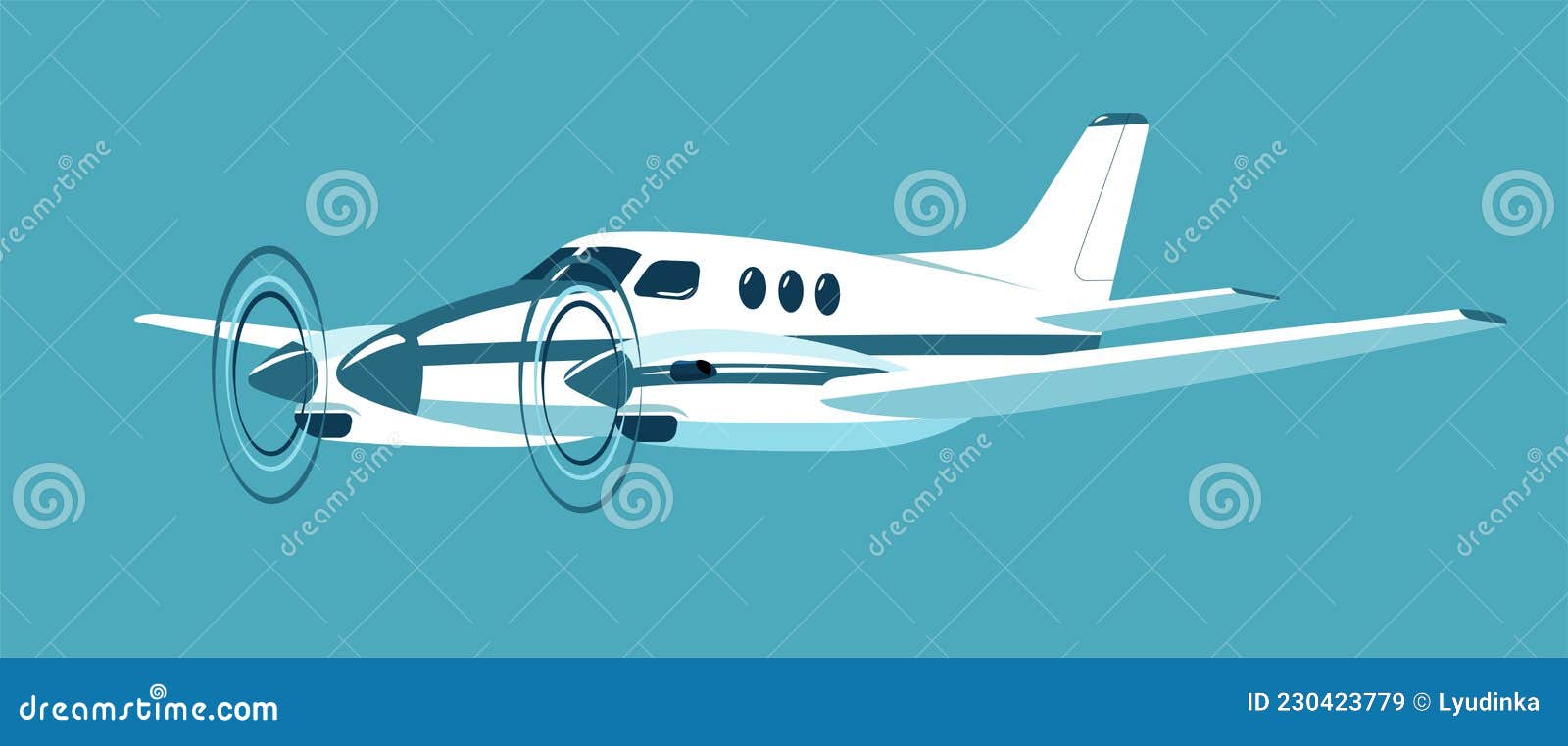 Twin-engine Turboprop Plane Isolated. Stock Vector - Illustration of ...