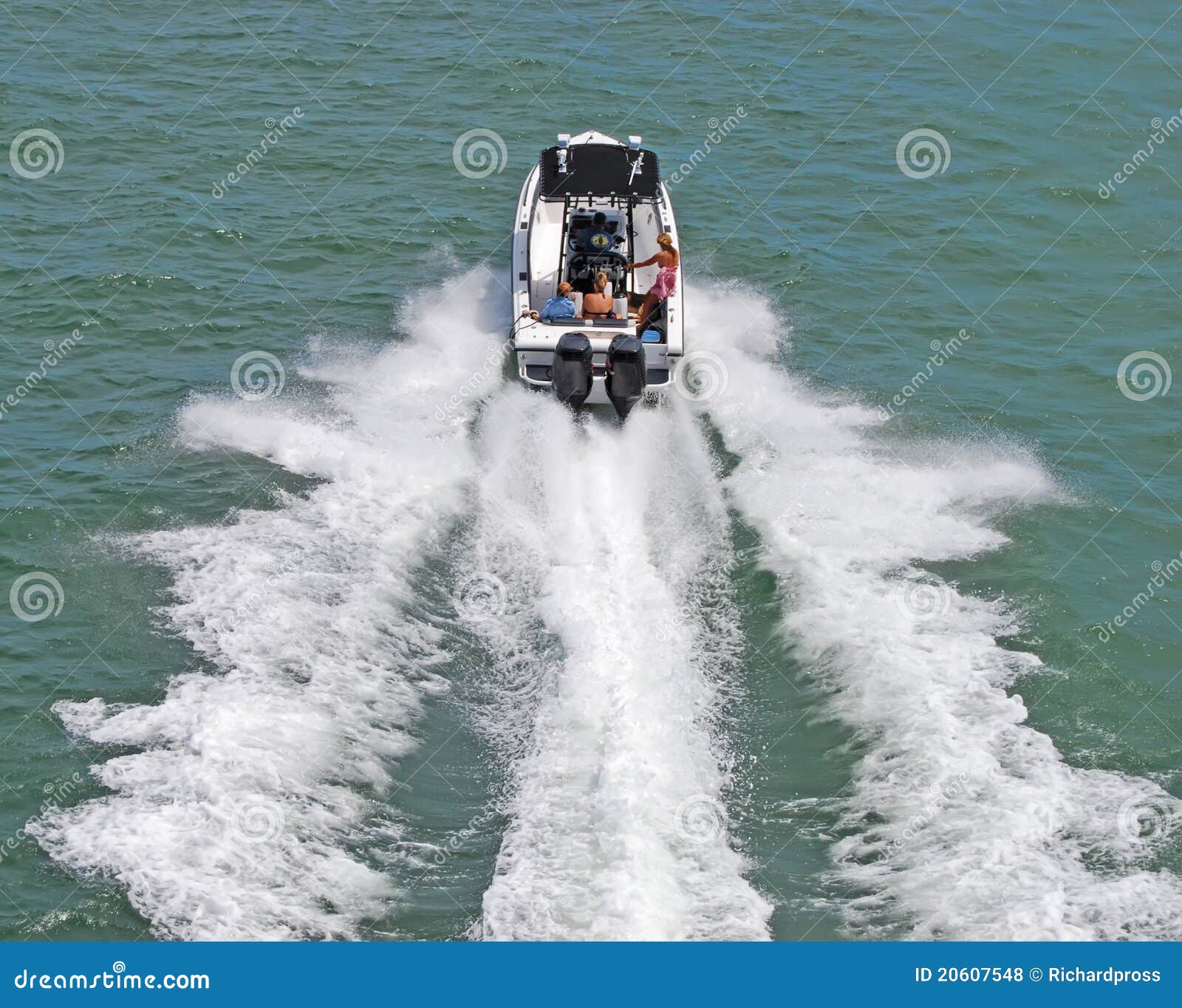 Twin Engined Outboard Motorboat Stock Photo - Image of vacations ...