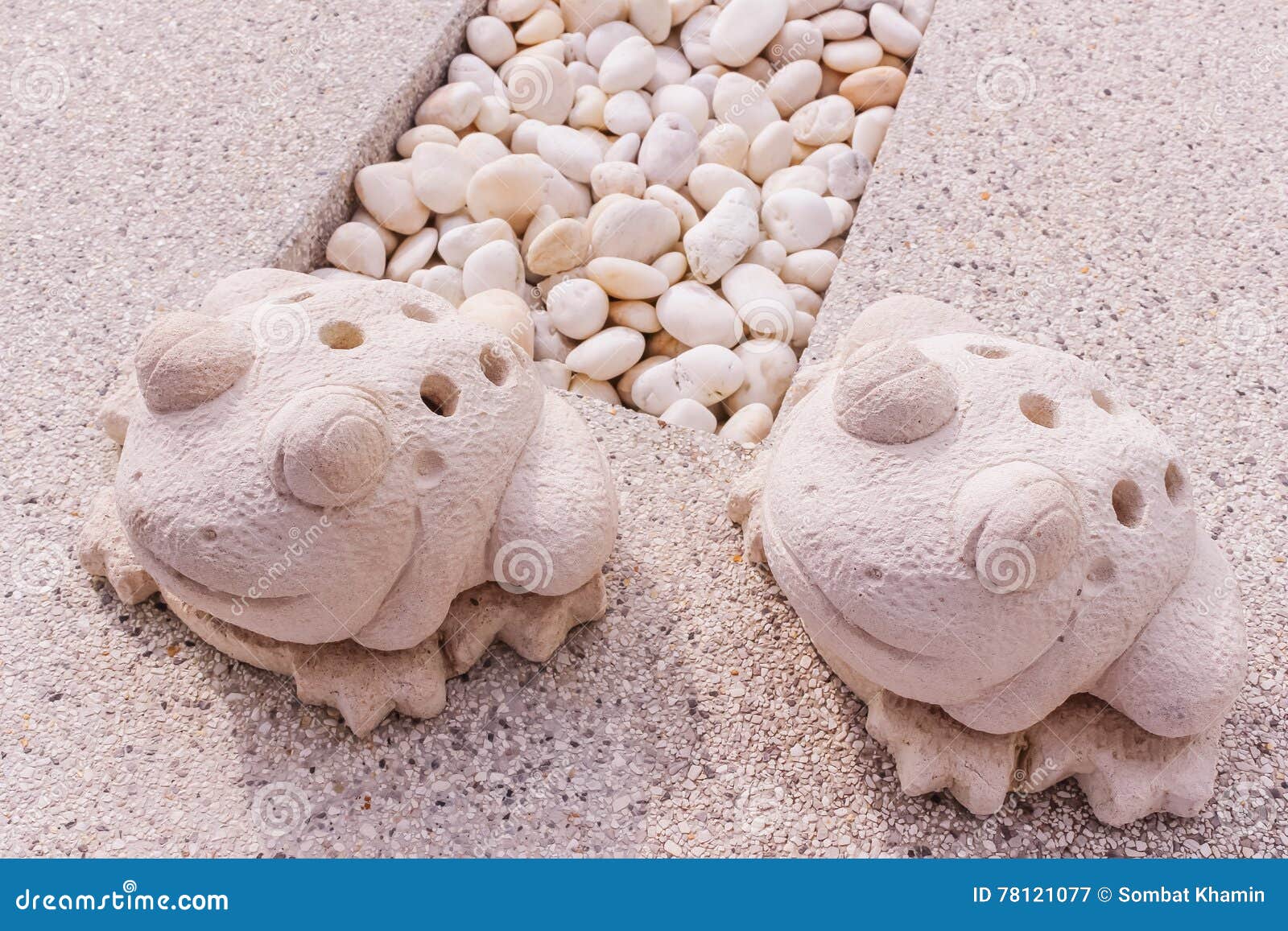 Twin Frogs Statue Made by Limestone Stock Image - Image of pebble ...