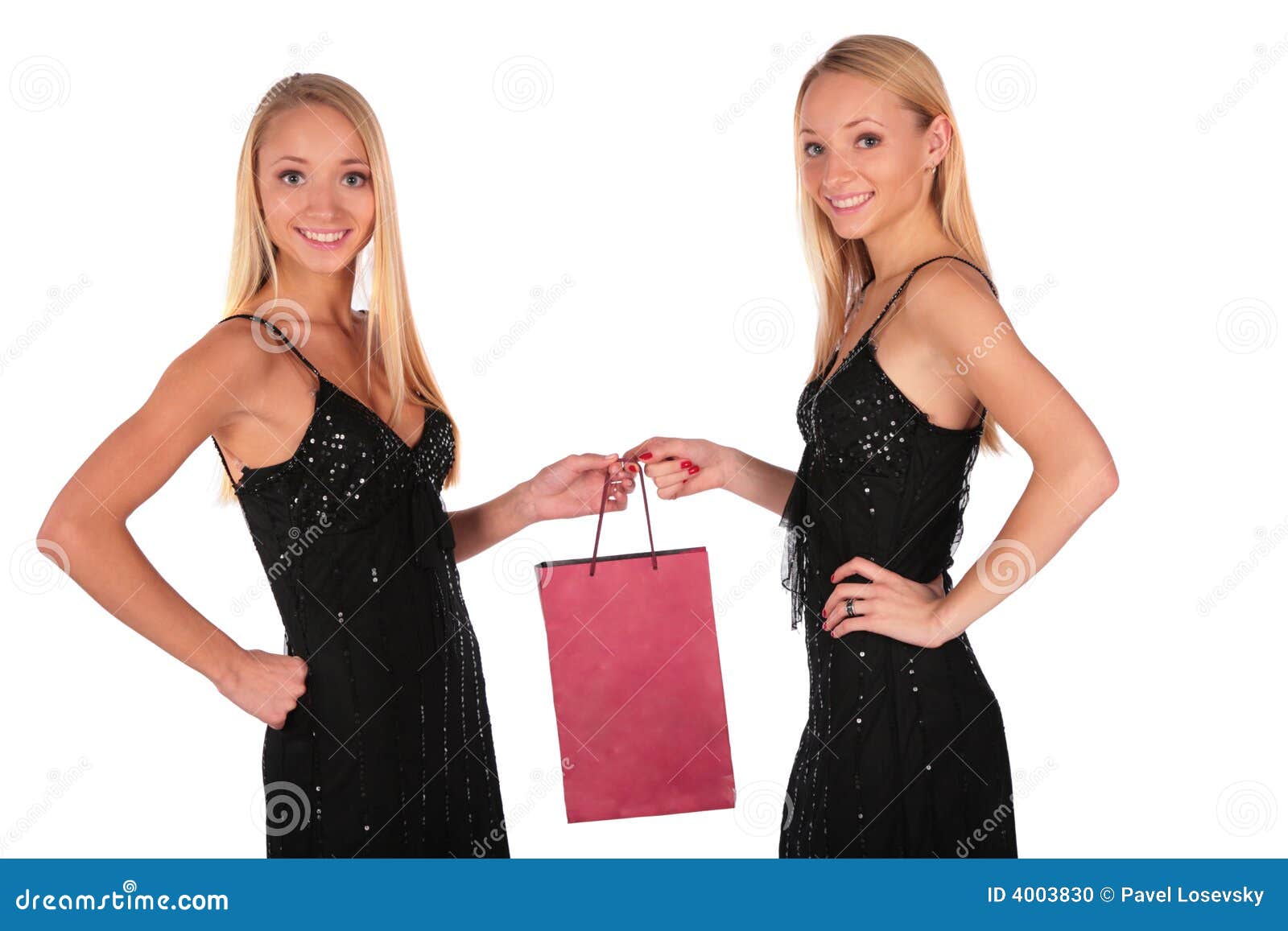 Twin Girls Holding Small Bag Stock Photo - Image of beauty, shape: 4003830