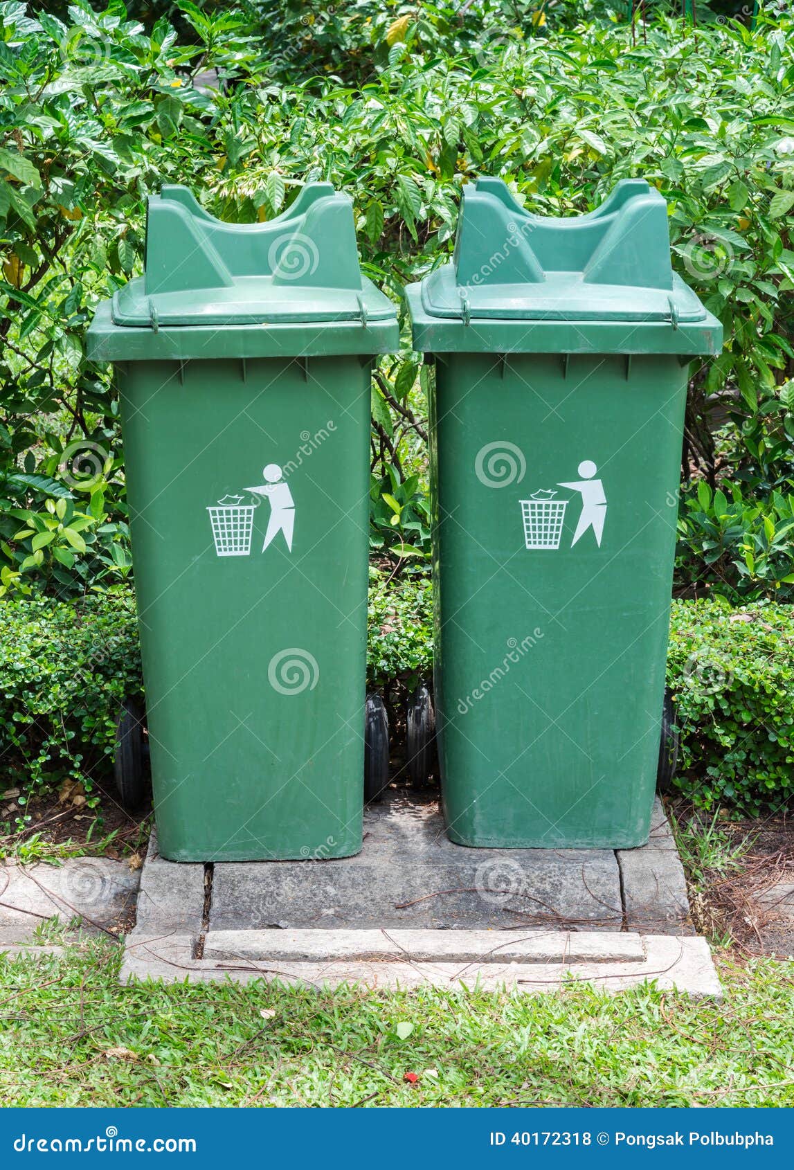 Twin green bin stock photo. Image of closed, dustbin - 40172318