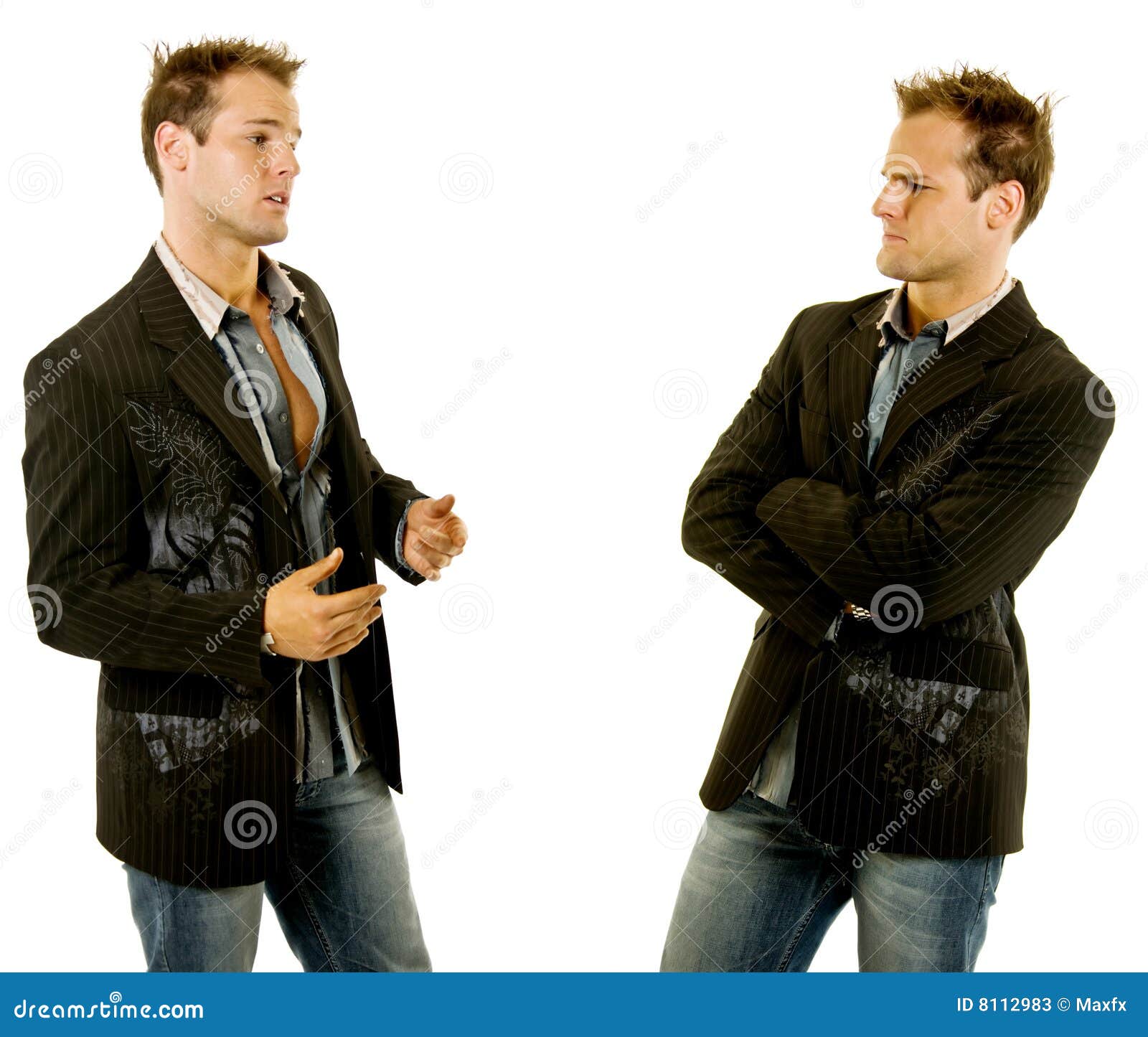 Twin Guys Having Conversation Stock Image - Image of young, serious ...