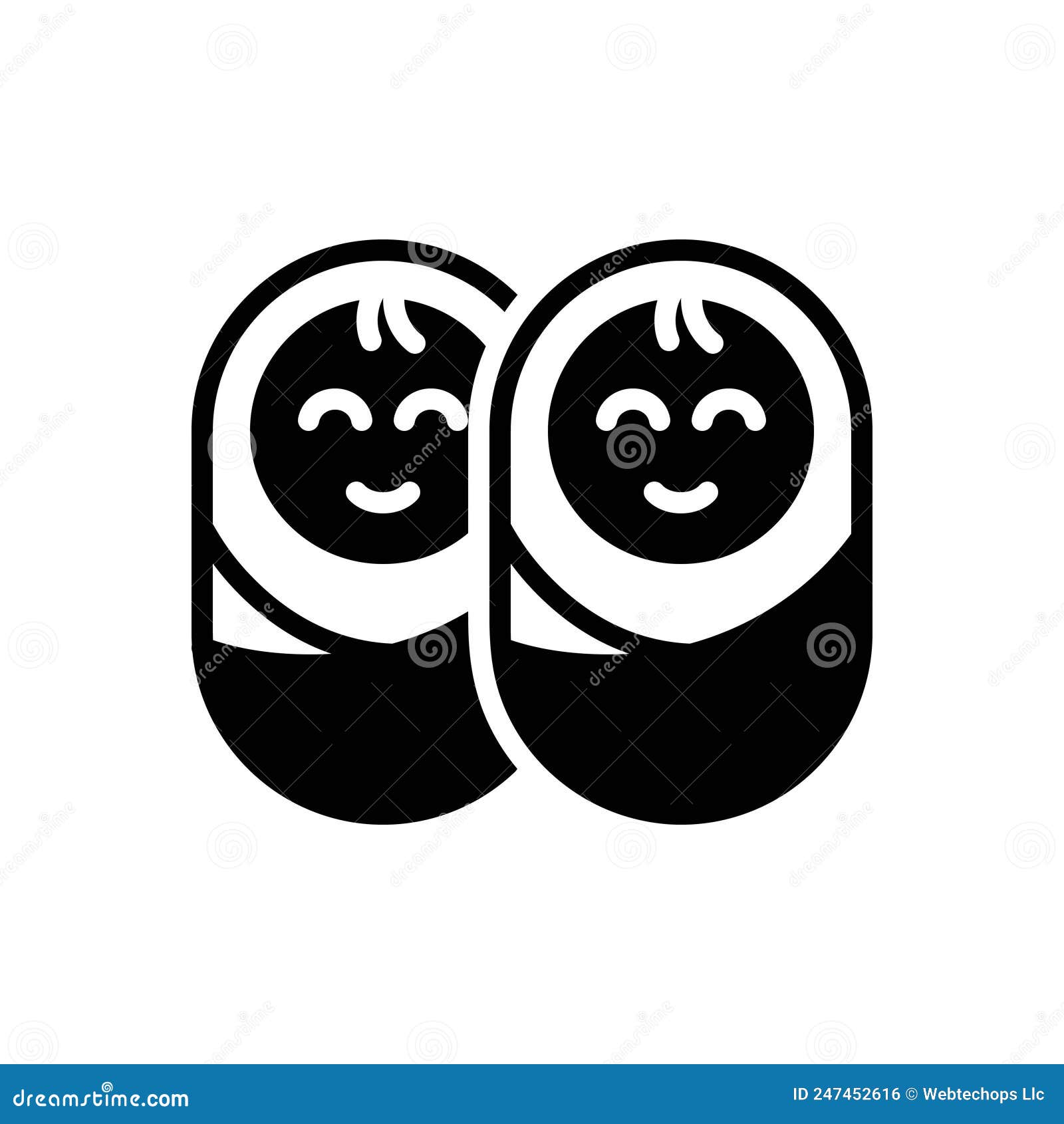 Black Solid Icon for Twin, Dual and Baby Stock Illustration ...