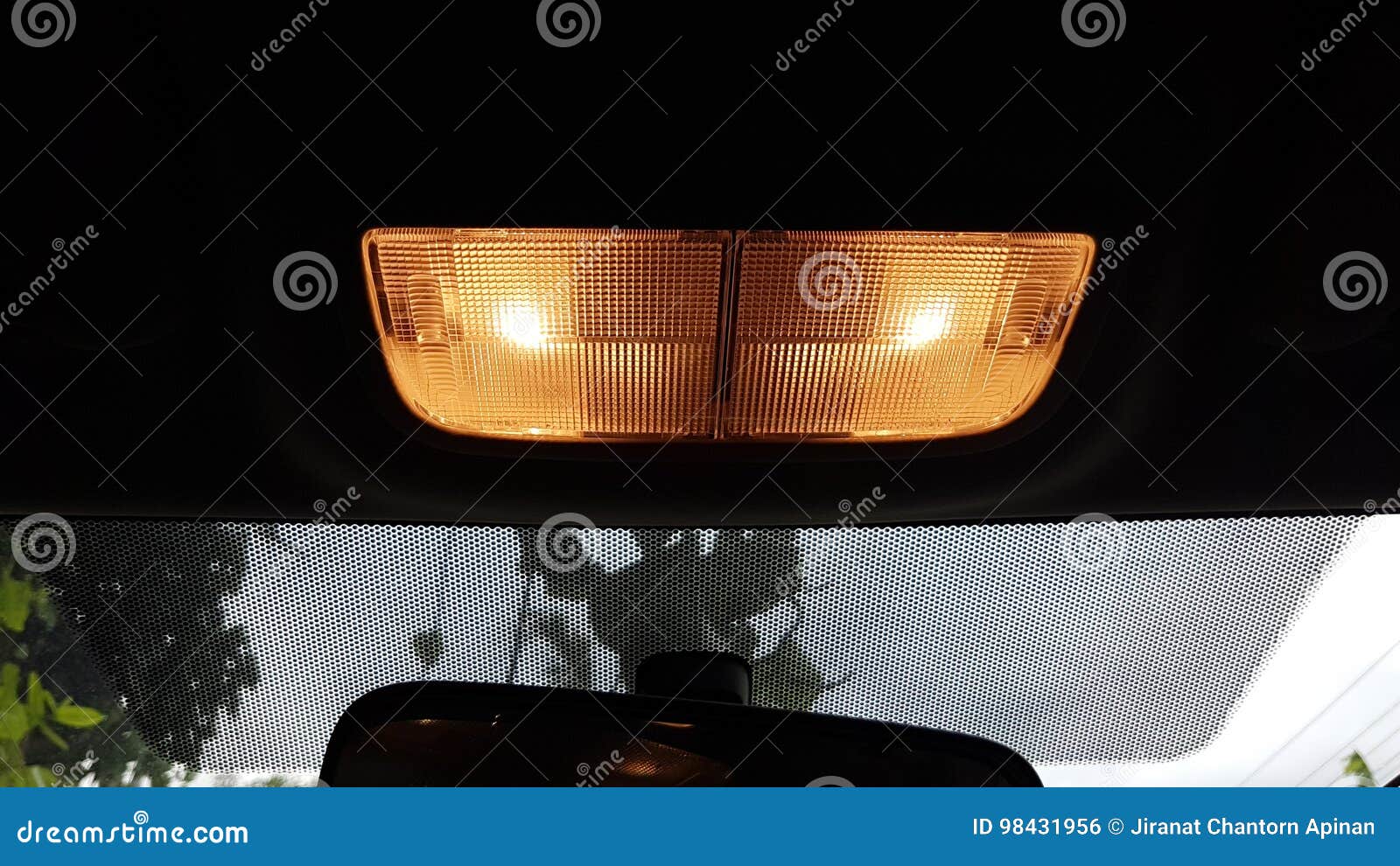 Twin LED Light on the Ceiling of Car Stock Photo - Image of detail ...