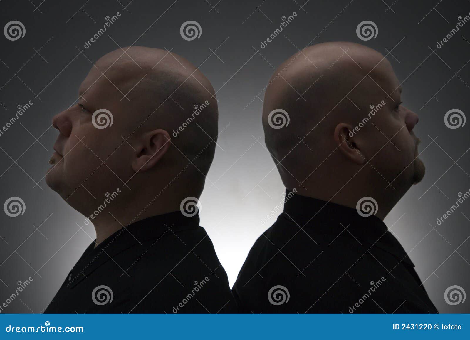 Twin men back to back. stock photo. Image of posed, sibling - 2431220