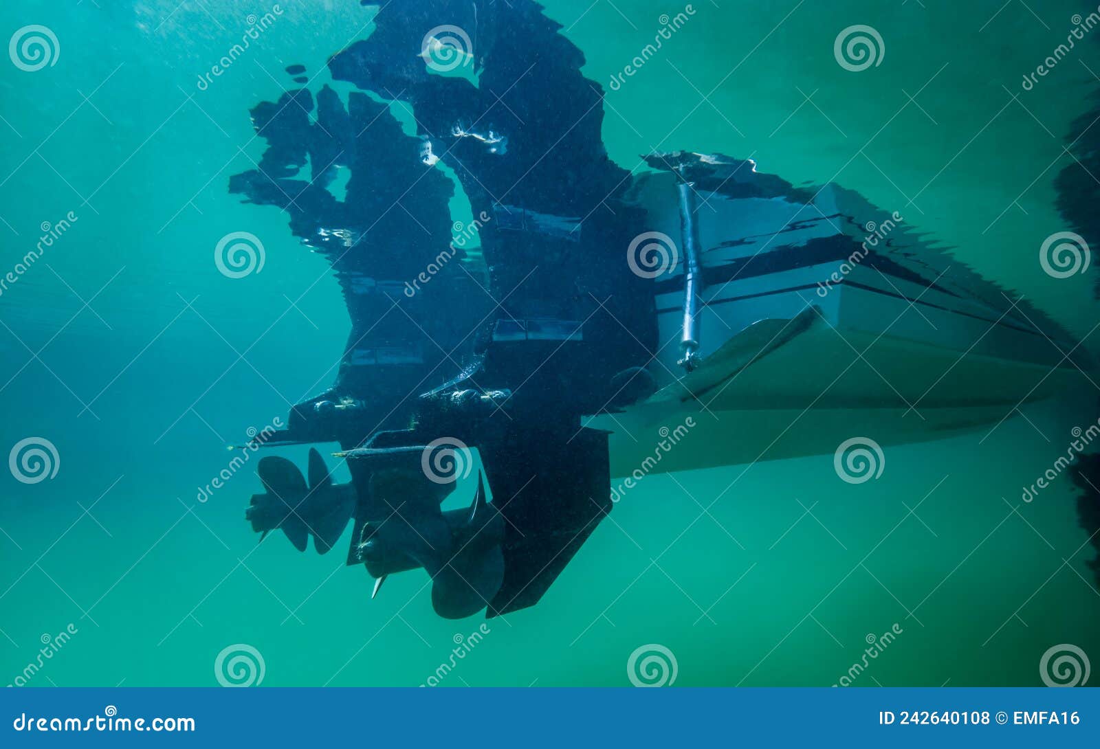 Twin Outboard Propellers of a Speed Boat Underwater in Dublin Bay Stock ...