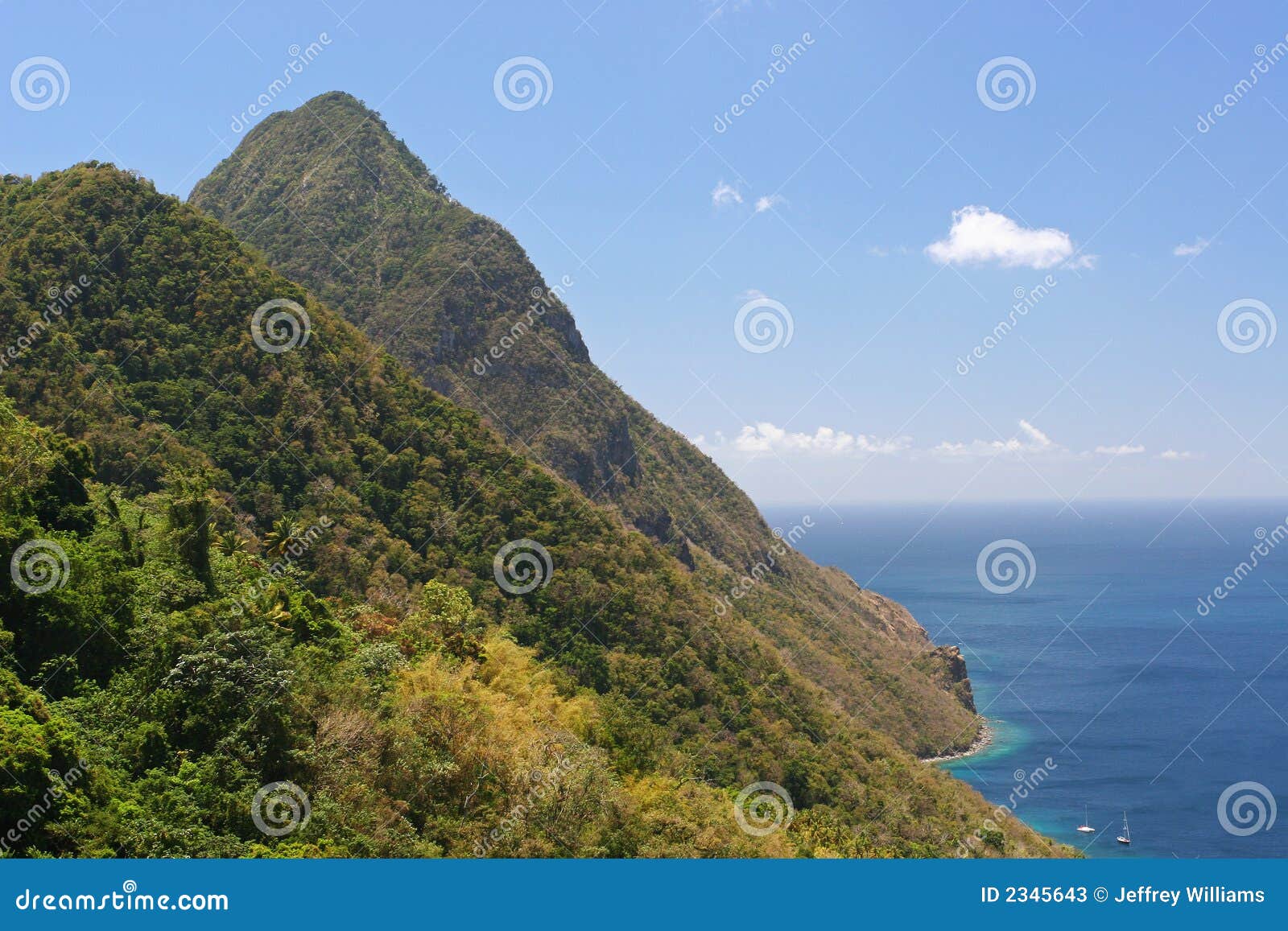 Twin Peaks in the Caribbean Stock Image - Image of tropical, beach: 2345643