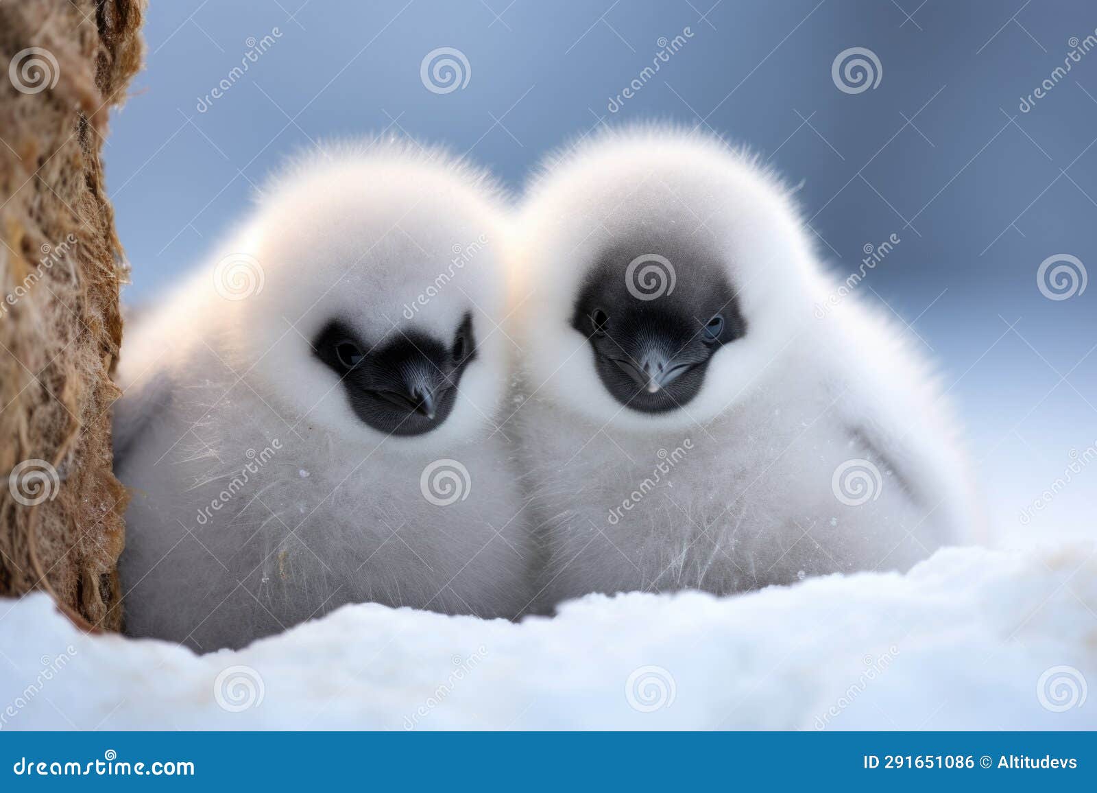 Twin Penguins Huddling Together in the Cold Stock Photo - Image of ...