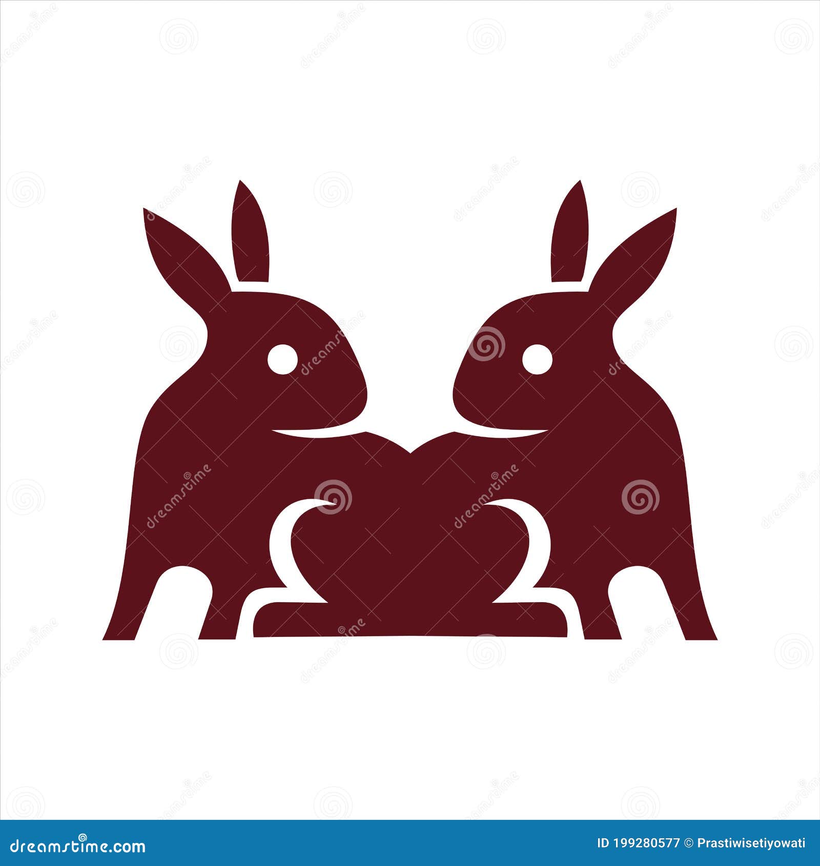 Twin Rabbit And Dog Logo Template With Negative Space Or Gestalt ...