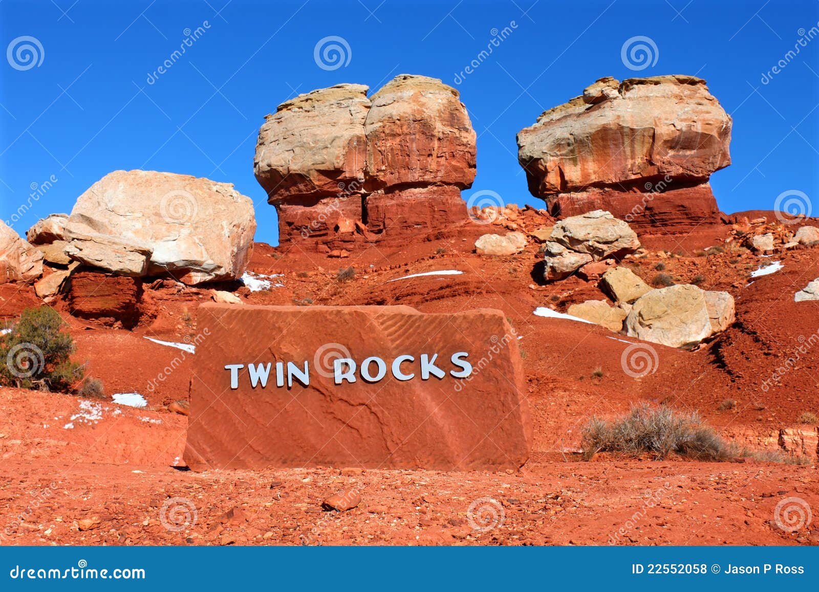 Twin Rocks of Capitol Reef Utah Stock Photo - Image of scene, climate ...