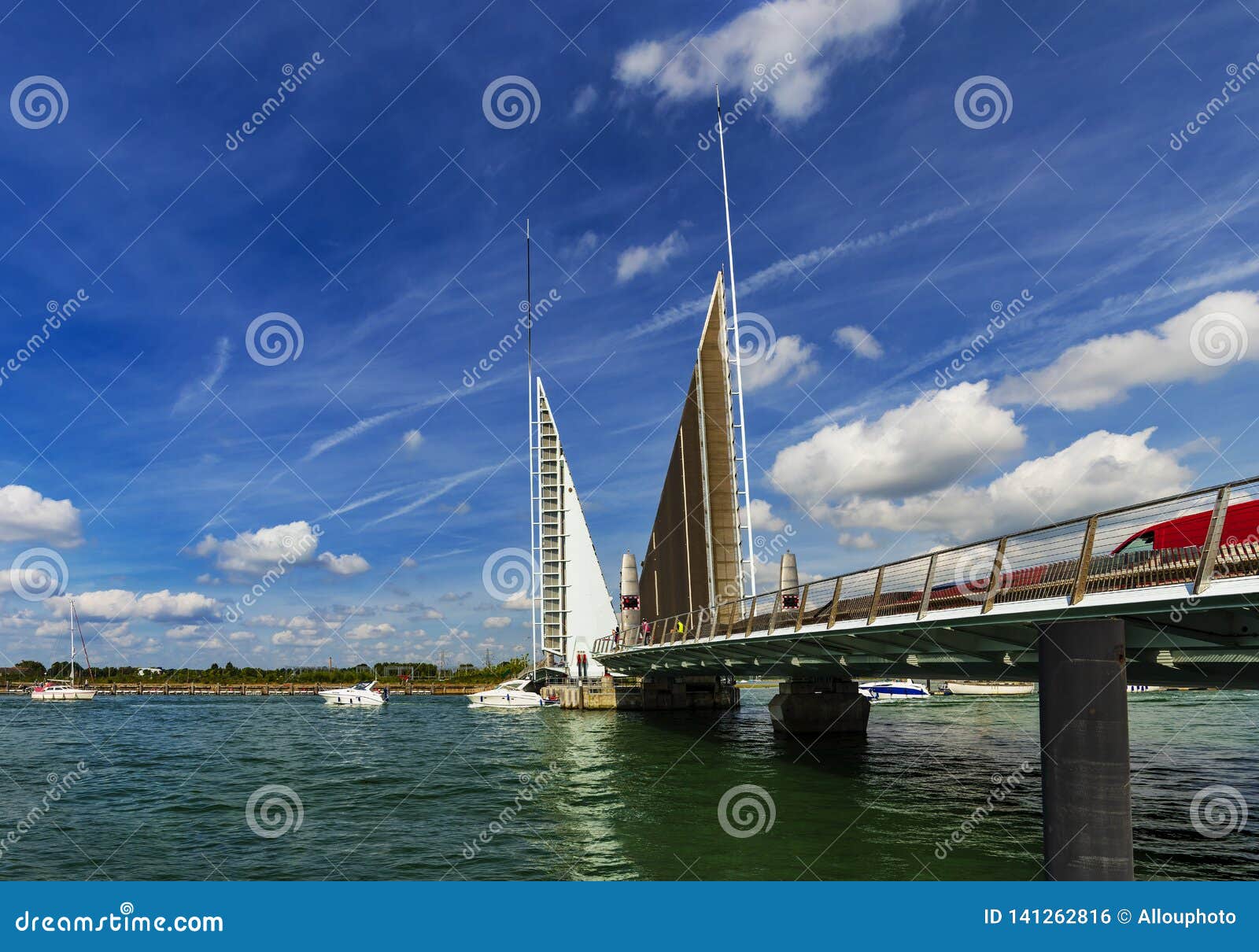 Twin Sails Bridge in Poole Harbour Stock Photo - Image of road, second ...