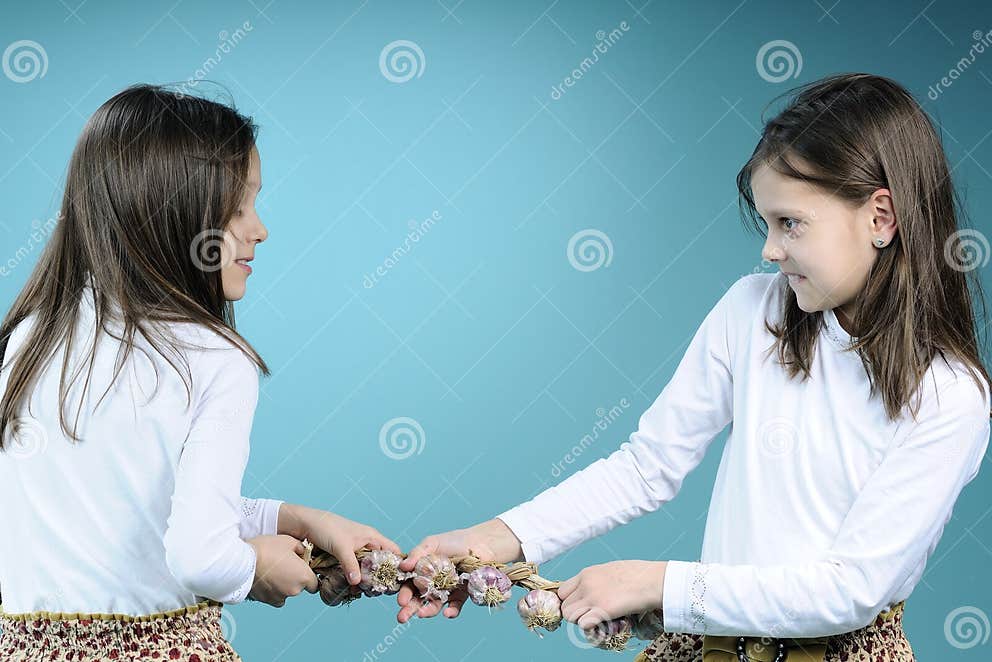 Twin Sisters in Competition Stock Photo - Image of caucasian, families ...