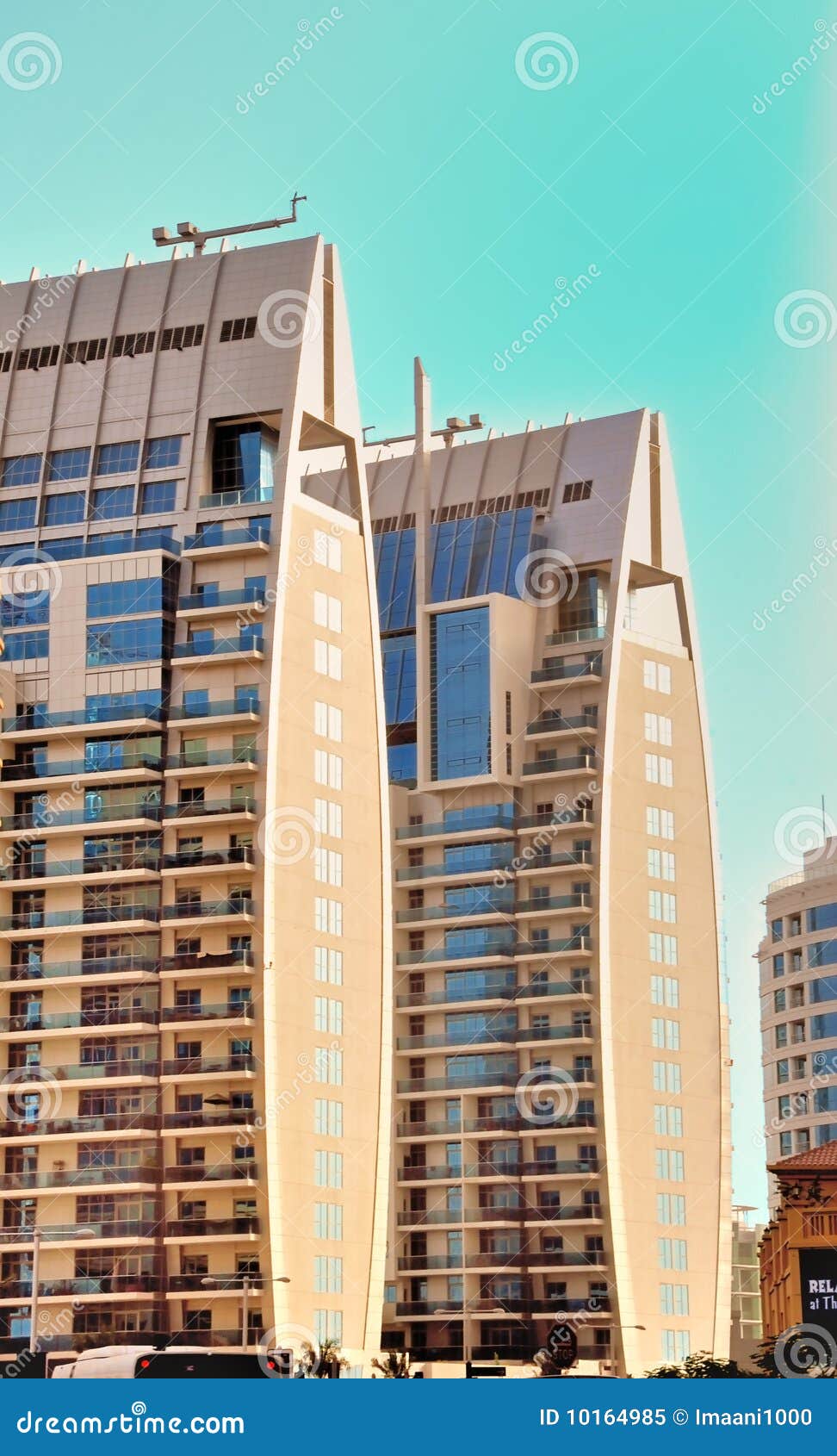 Twin Tower Building in Dubai Marina Stock Image - Image of growth ...