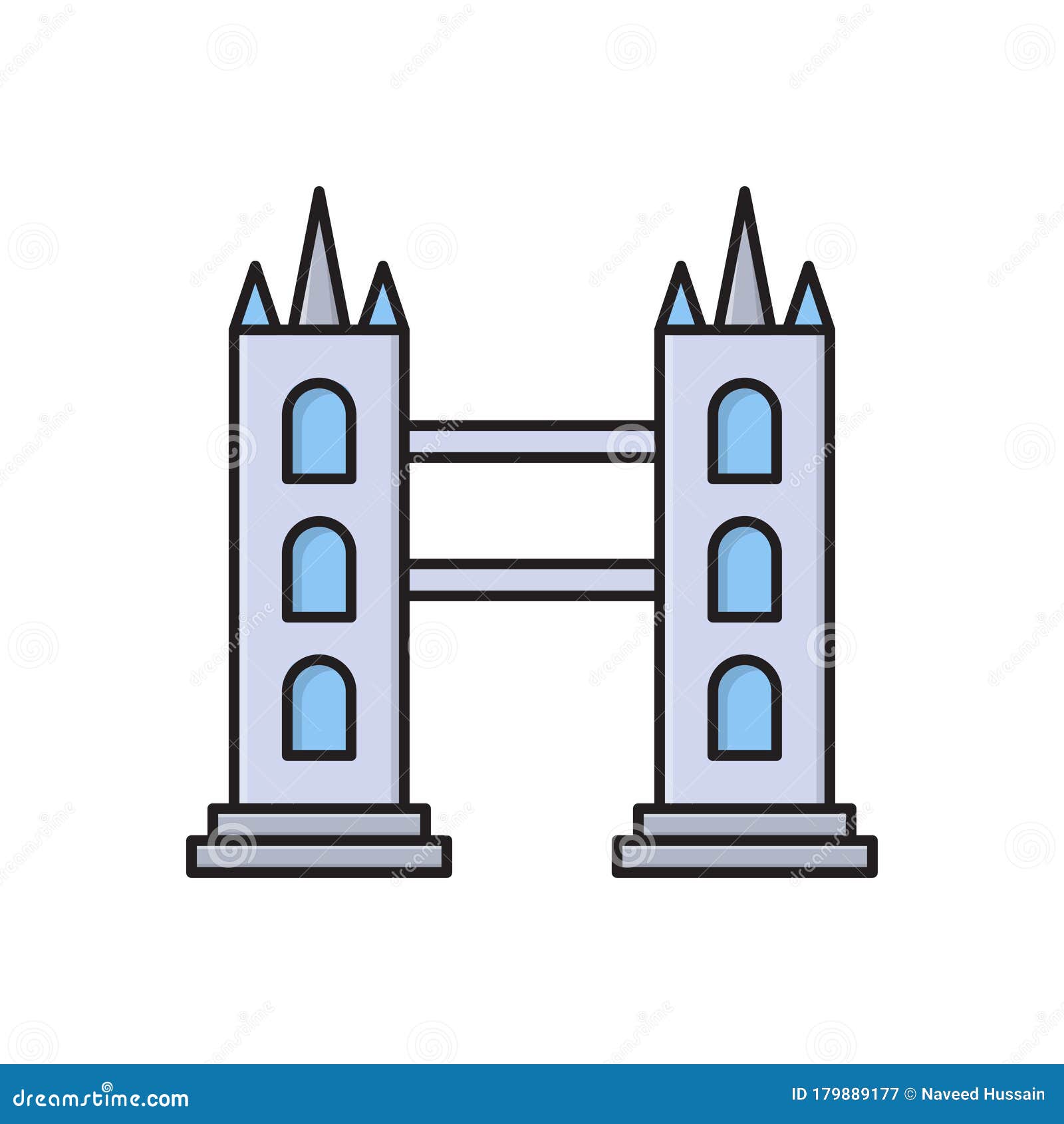 Twin Tower Vector Flat Color Icon Stock Vector - Illustration of icon ...