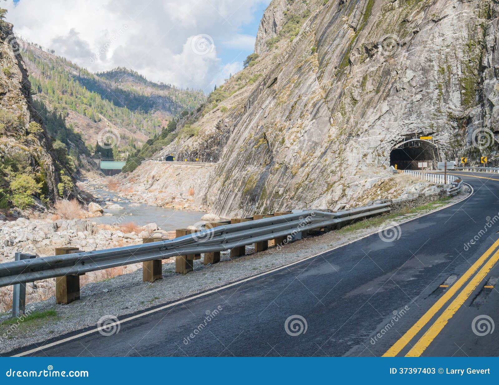 Twin Tunnels on the Feather River Canyon Stock Image - Image of ...