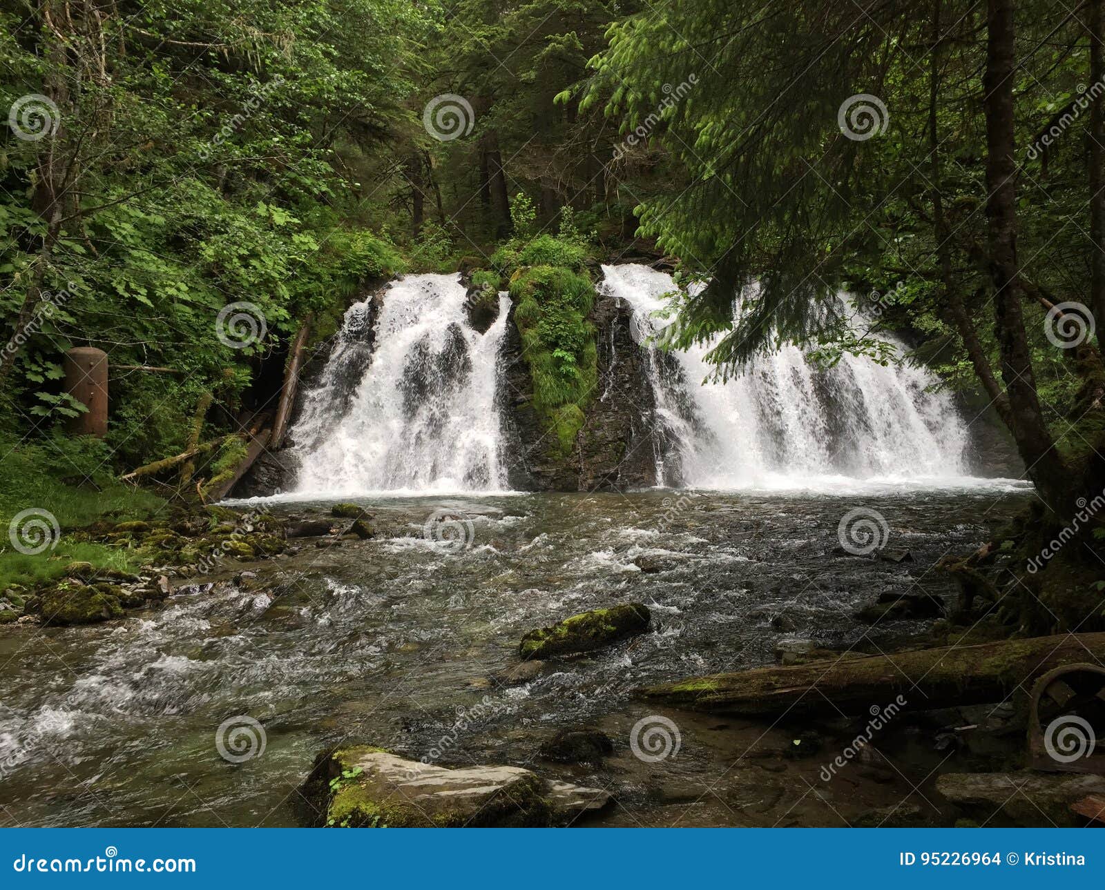 Twin Waterfalls stock photo. Image of green, rocks, trees - 95226964