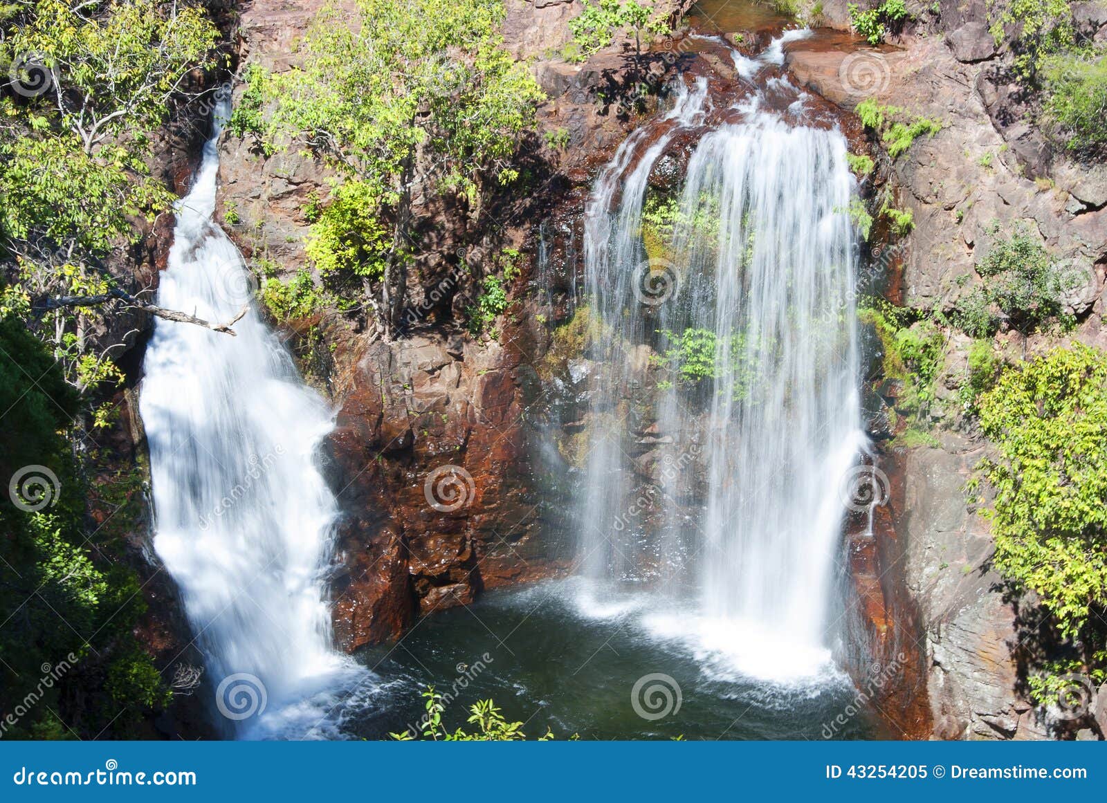 Twin waterfalls stock image. Image of boulder, stream - 43254205
