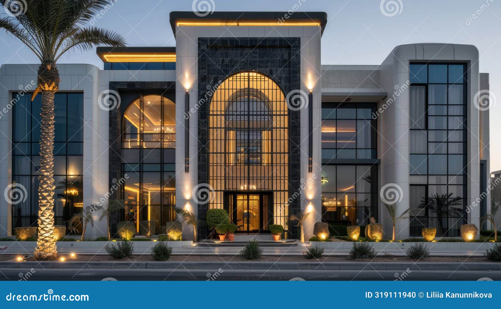 A Twinhouse Facade In The UAE, Adorned With Asymmetric Arches, Vertical ...