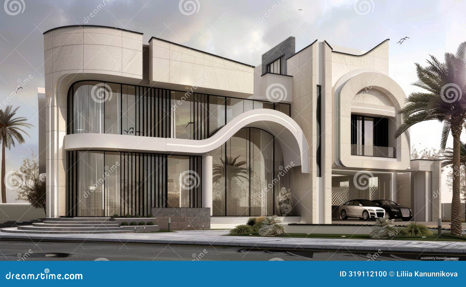 A Twinhouse Facade In The UAE, Adorned With Asymmetric Arches, Vertical ...