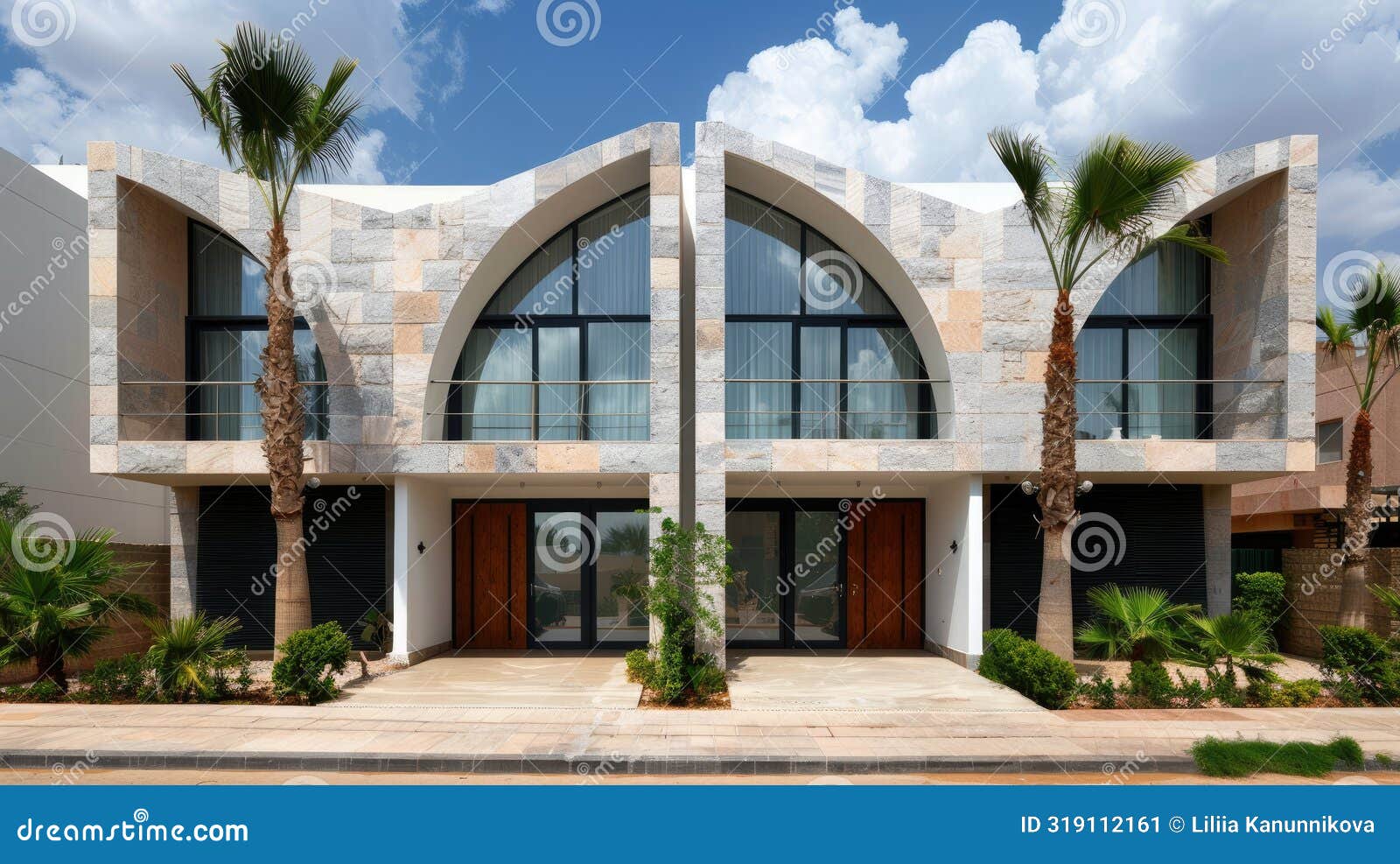 A Twinhouse Facade in the UAE, Adorned with Asymmetric Arches, Vertical ...