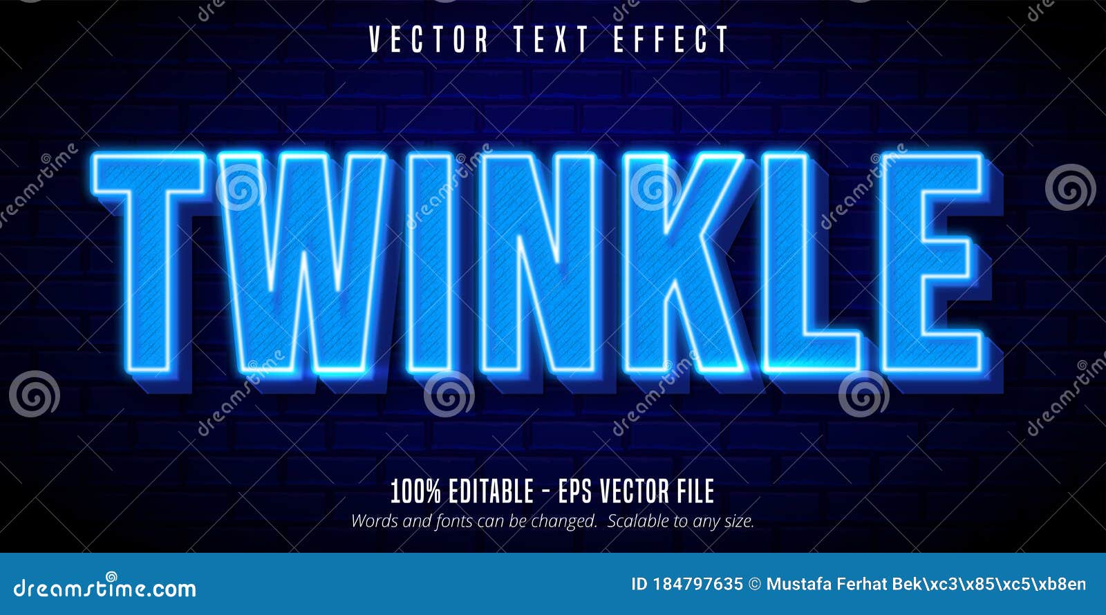 Twinkle Text, 3d Neon Light Signage Style Editable Text Effect Stock ...