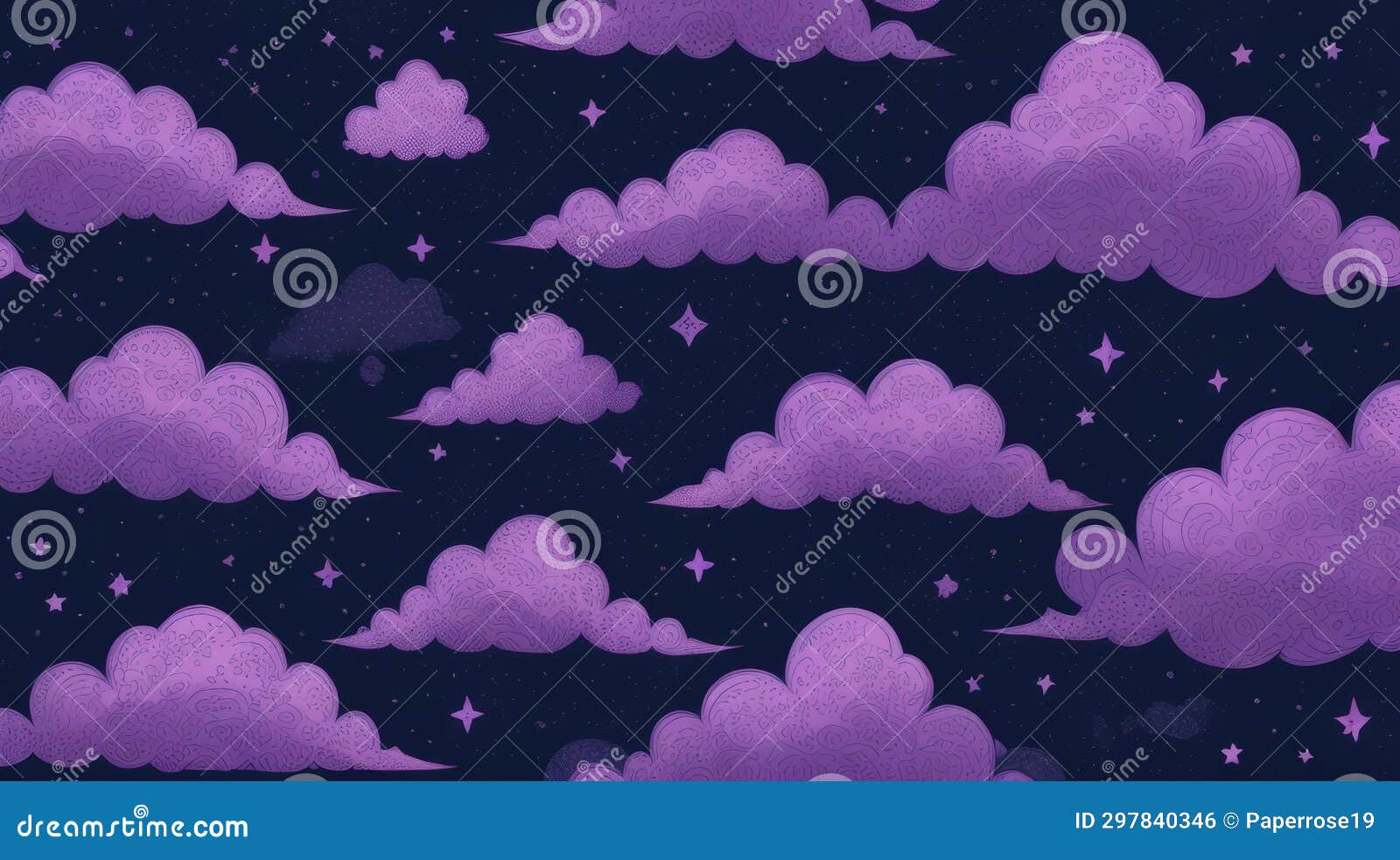 A Seamless Repeat Vector Pattern Design Featuring a Cloudy Purple Night ...