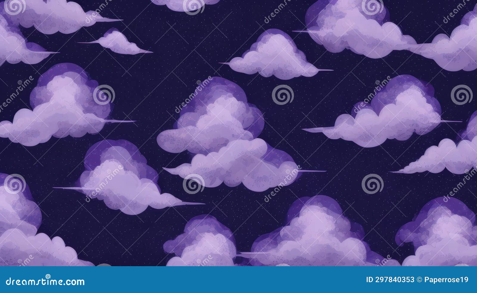A Seamless Repeat Vector Pattern Design Featuring a Cloudy Purple Night ...