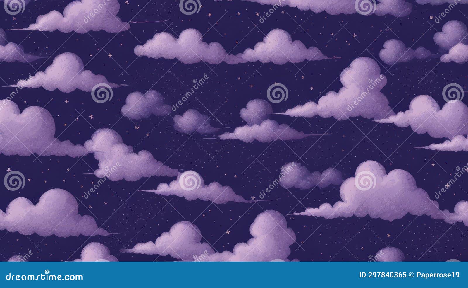 A Seamless Repeat Vector Pattern Design Featuring a Cloudy Purple Night ...