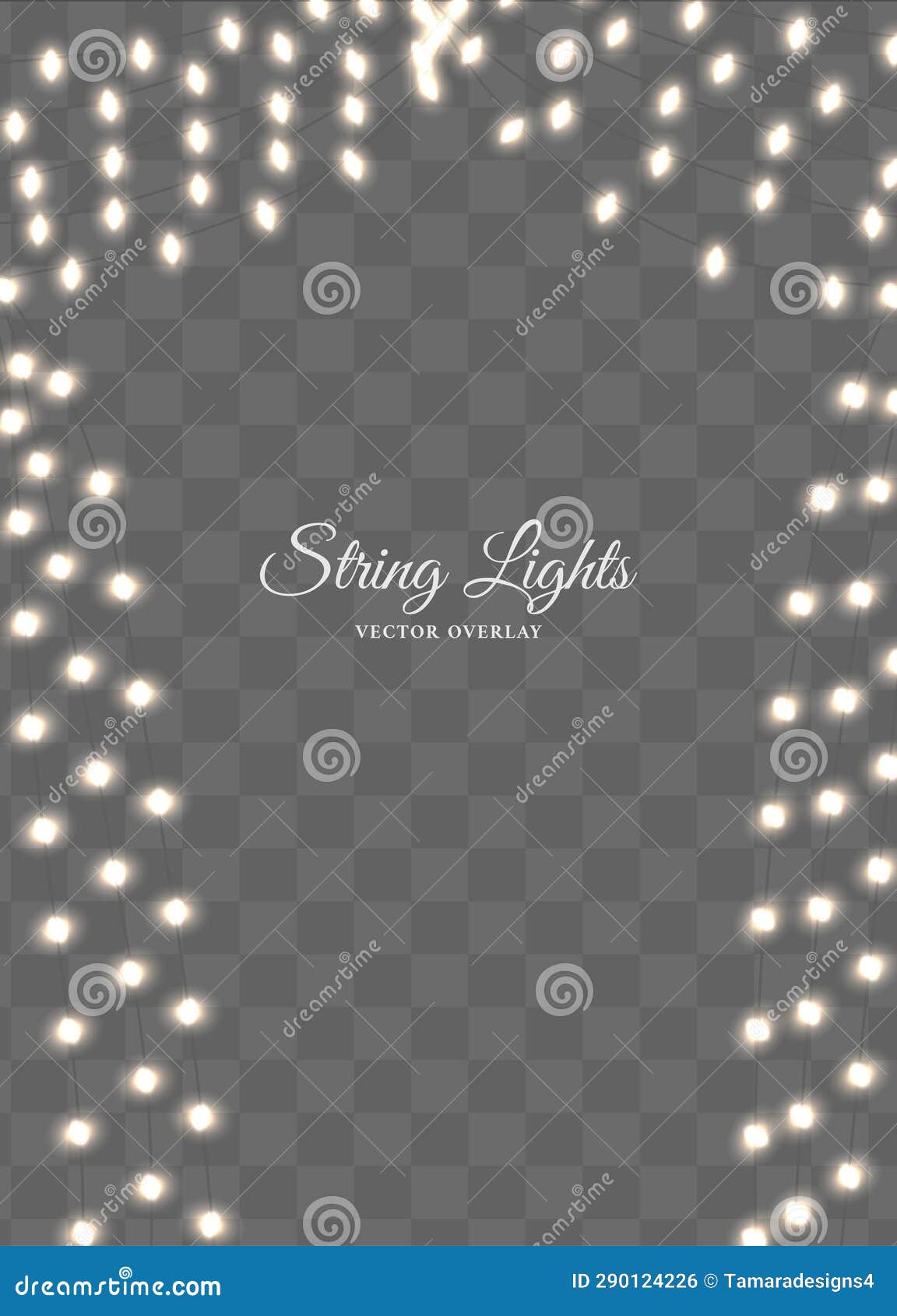 Twinkling Fairy String Lights Overlay Dark Background Stock Vector ...