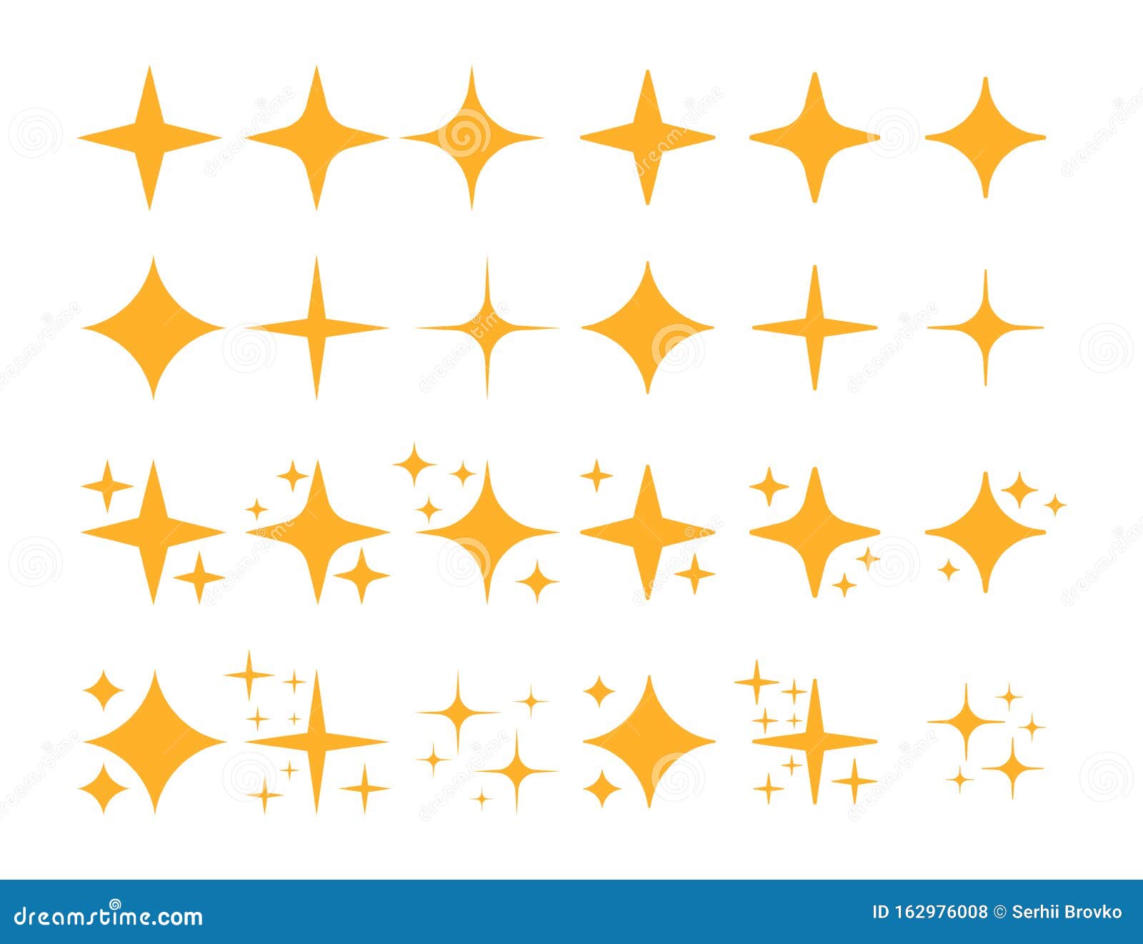 Twinkling Star And Sparkles Icon Collection Isolated On White ...