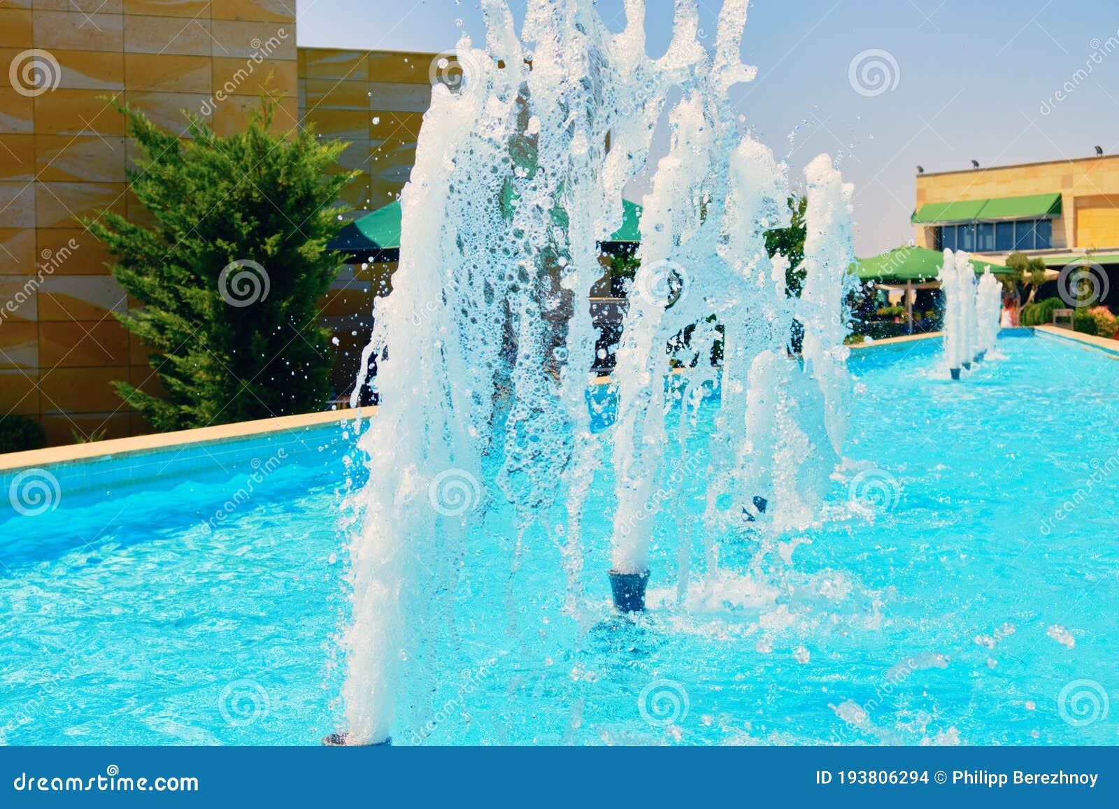 Twinkling Streams of Water Jets in Fountain Stock Photo - Image of ...