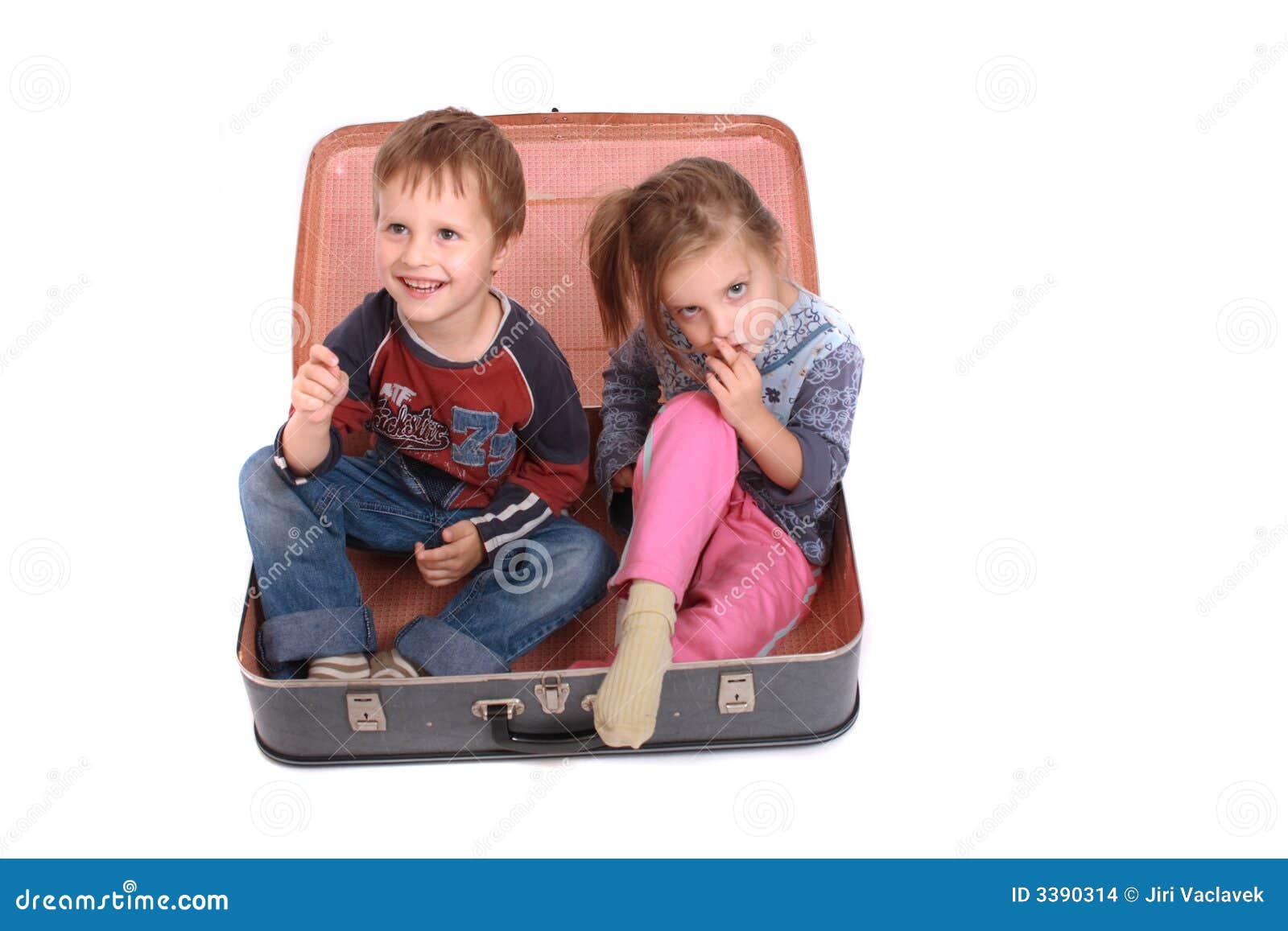 Twins in the bag stock photo. Image of childhood, case - 3390314