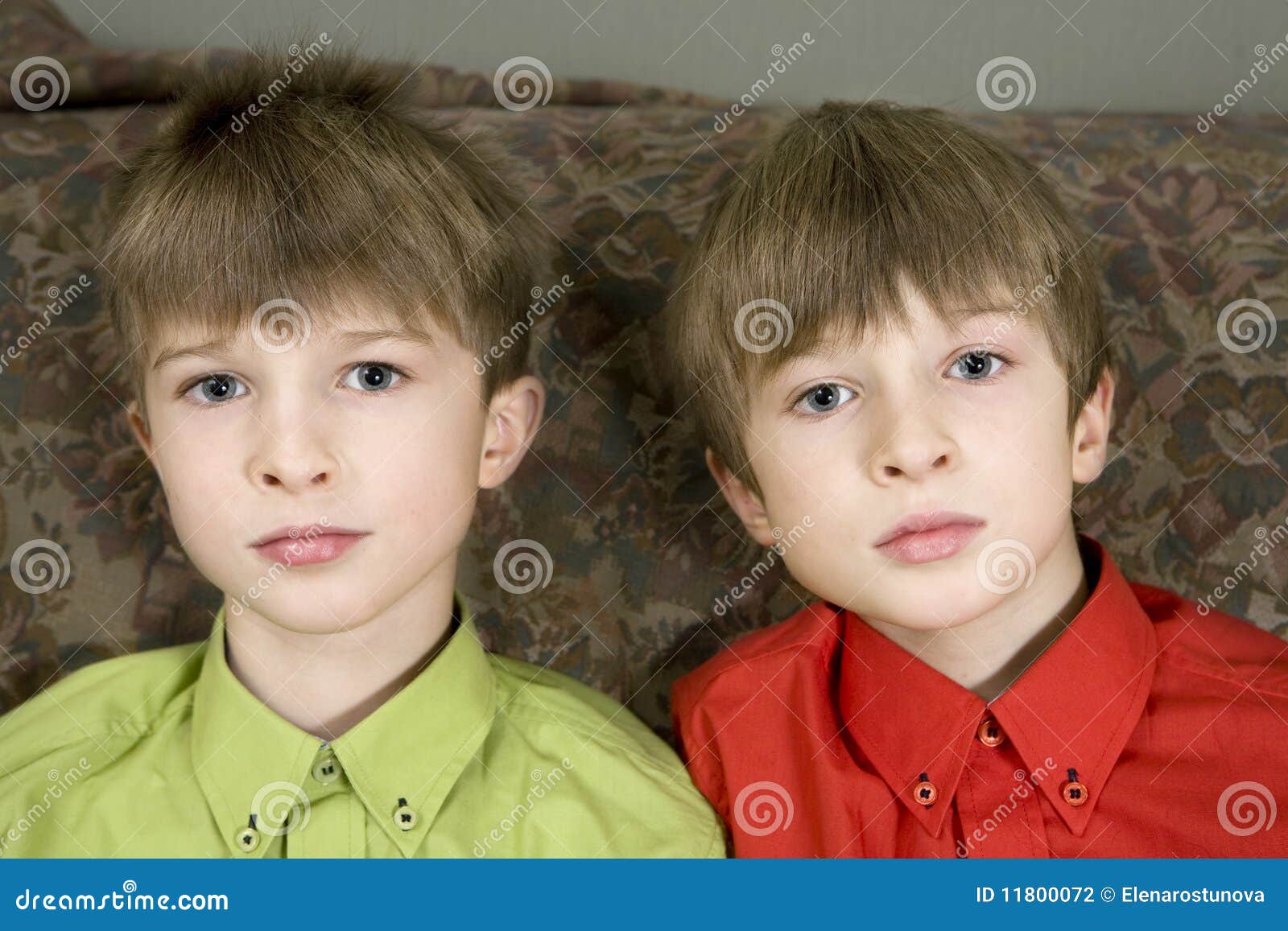 Twins Brothers Sitting Together Stock Photo - Image of looking, twins ...