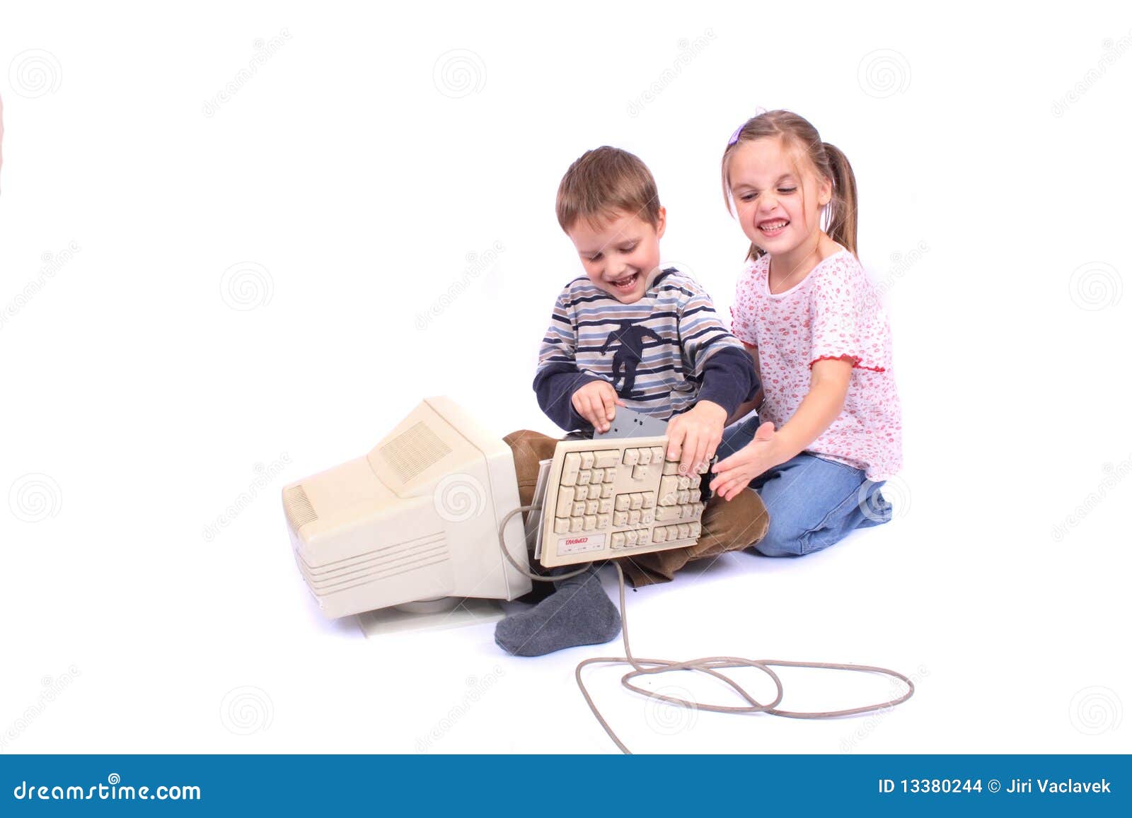 Twins and computer stock photo. Image of brother, healthy - 13380244