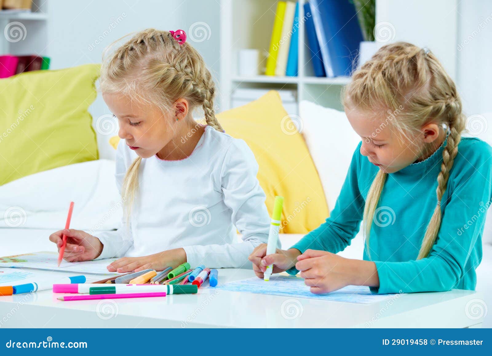 Twins drawing stock photo. Image of lovely, junior, highlighter - 29019458