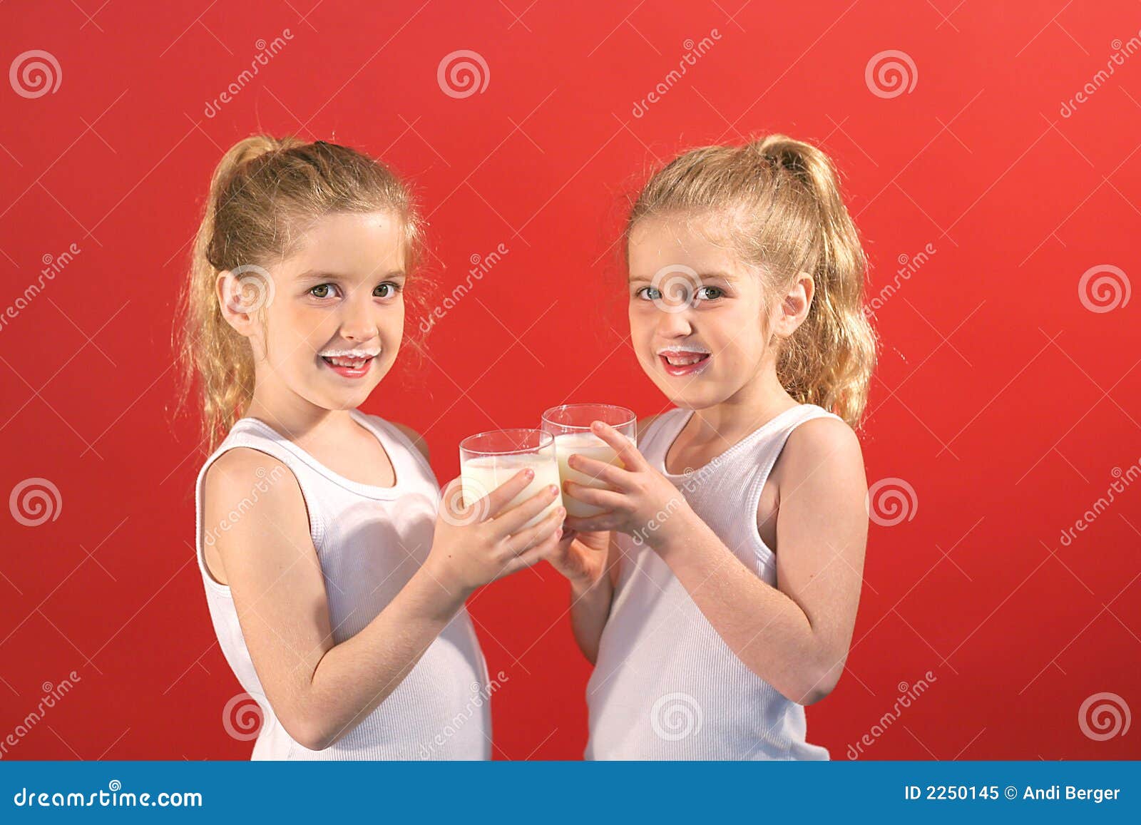 Twins Drinking Milk Smile Stock Image Image Of Bowl Friends 2250145