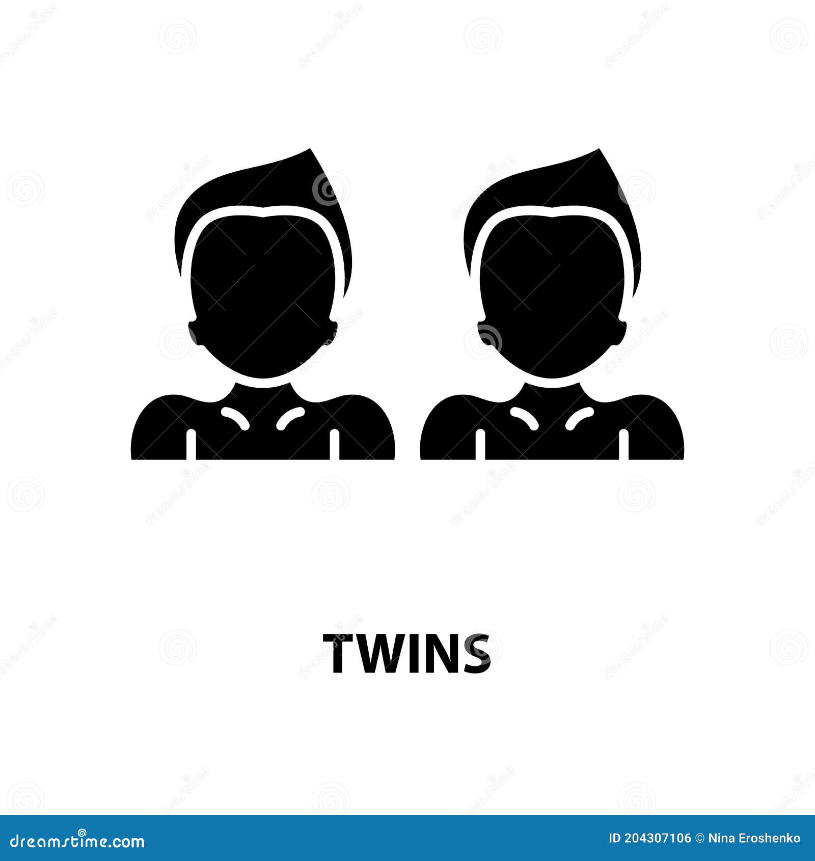 Twins Icon, Black Vector Sign with Editable Strokes, Concept ...