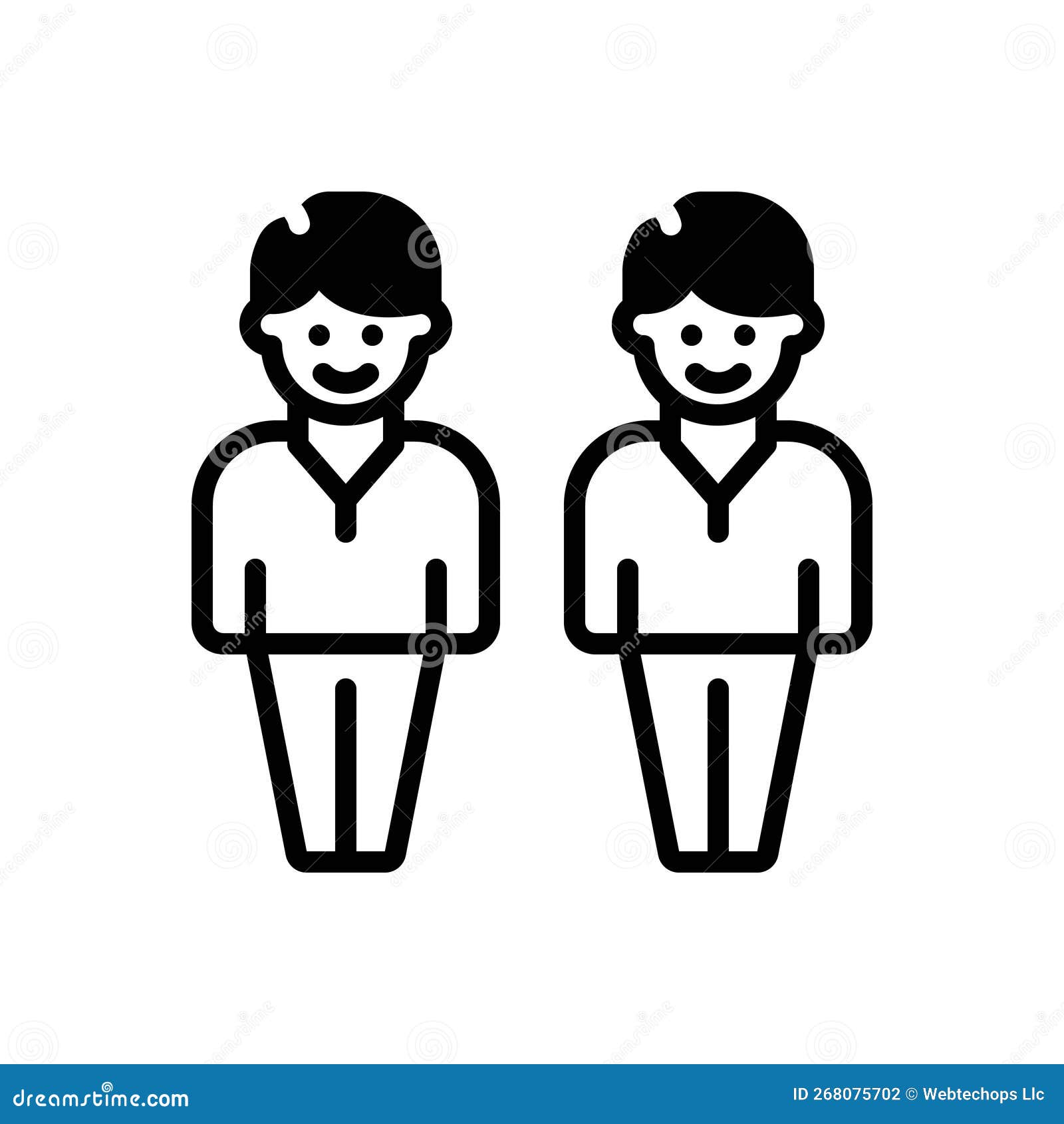 Black Solid Icon for Twins, Boys and Stand Up Stock Illustration ...