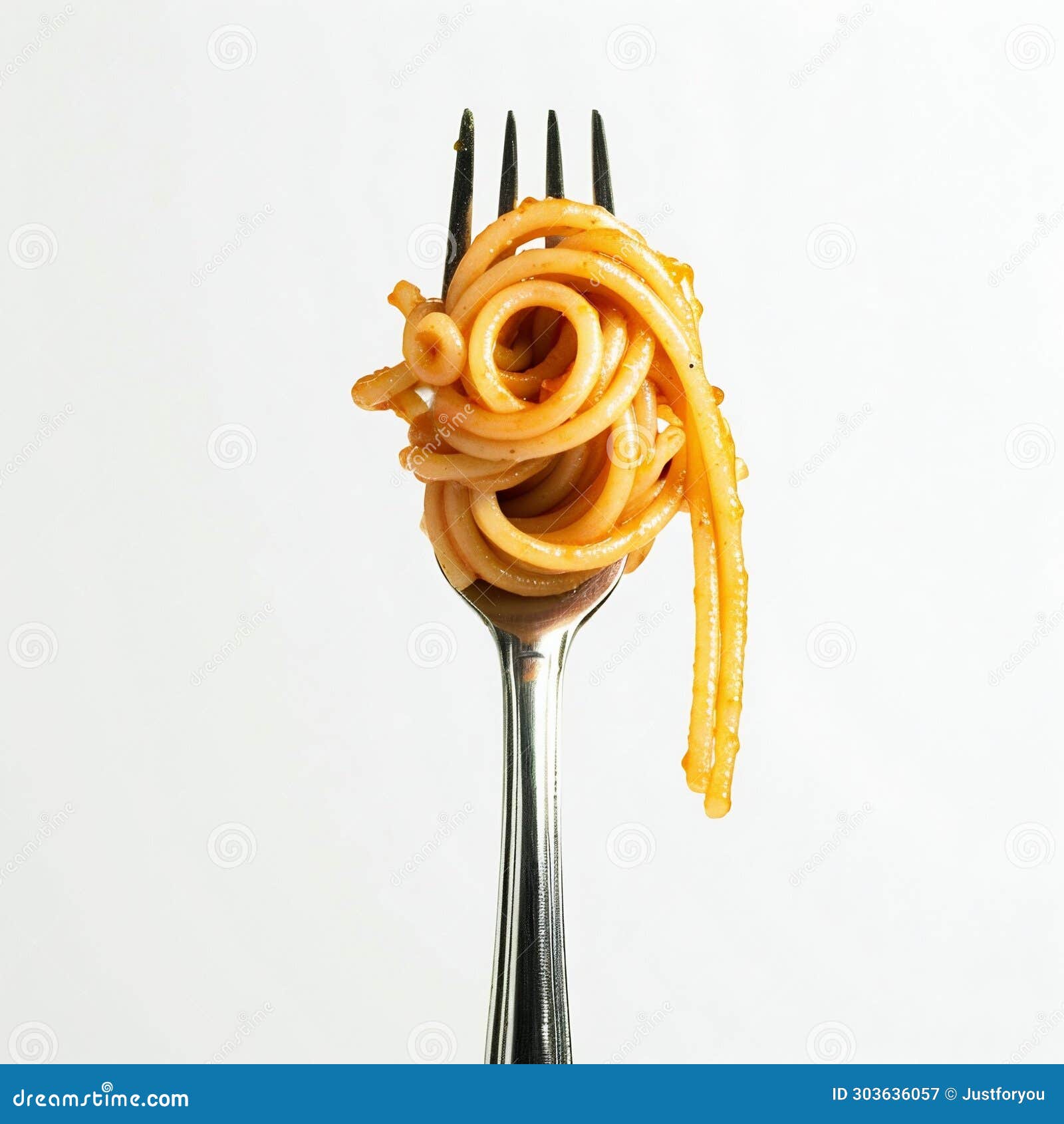 Twirled Spaghetti on Fork with Tomato Sauce. Generative Ai Stock ...
