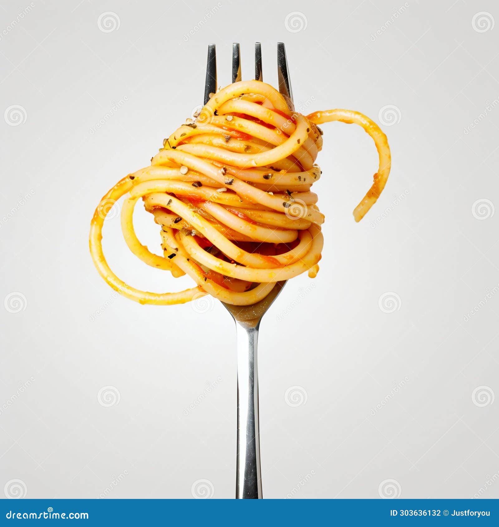 Twirled Spaghetti on Fork with Tomato Sauce. Generative Ai Stock ...