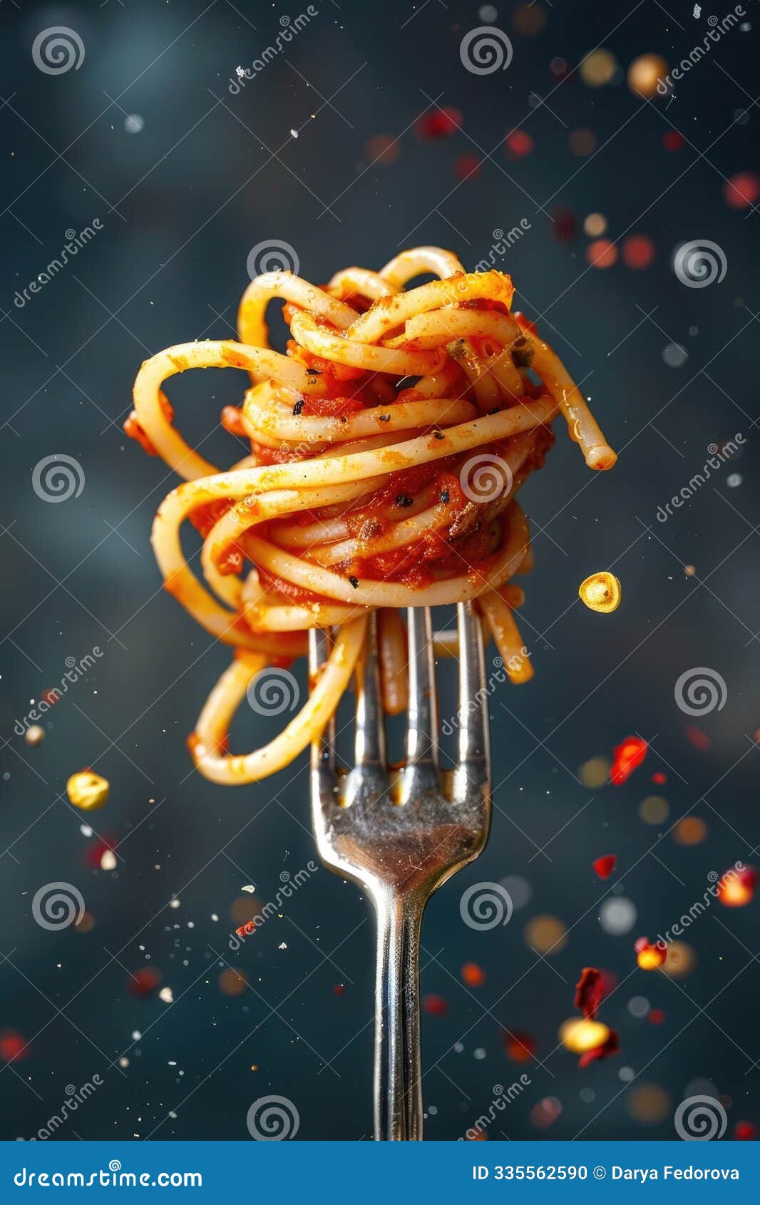 Twirling Spaghetti on Fork with Sauce Splatter Mid-Air Stock Photo - Image of spaghetti ...