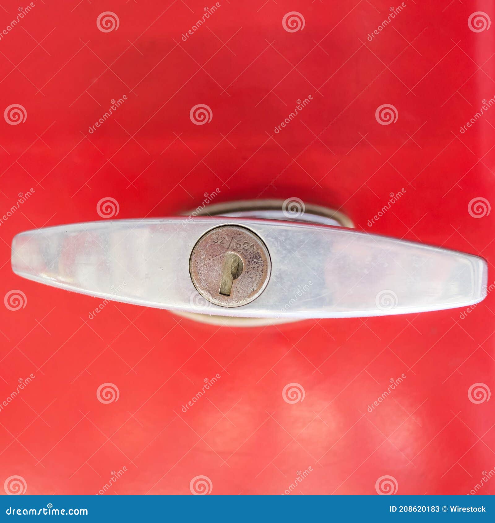 Twist Handle with a Security Lock Stock Image - Image of brass, wooden ...