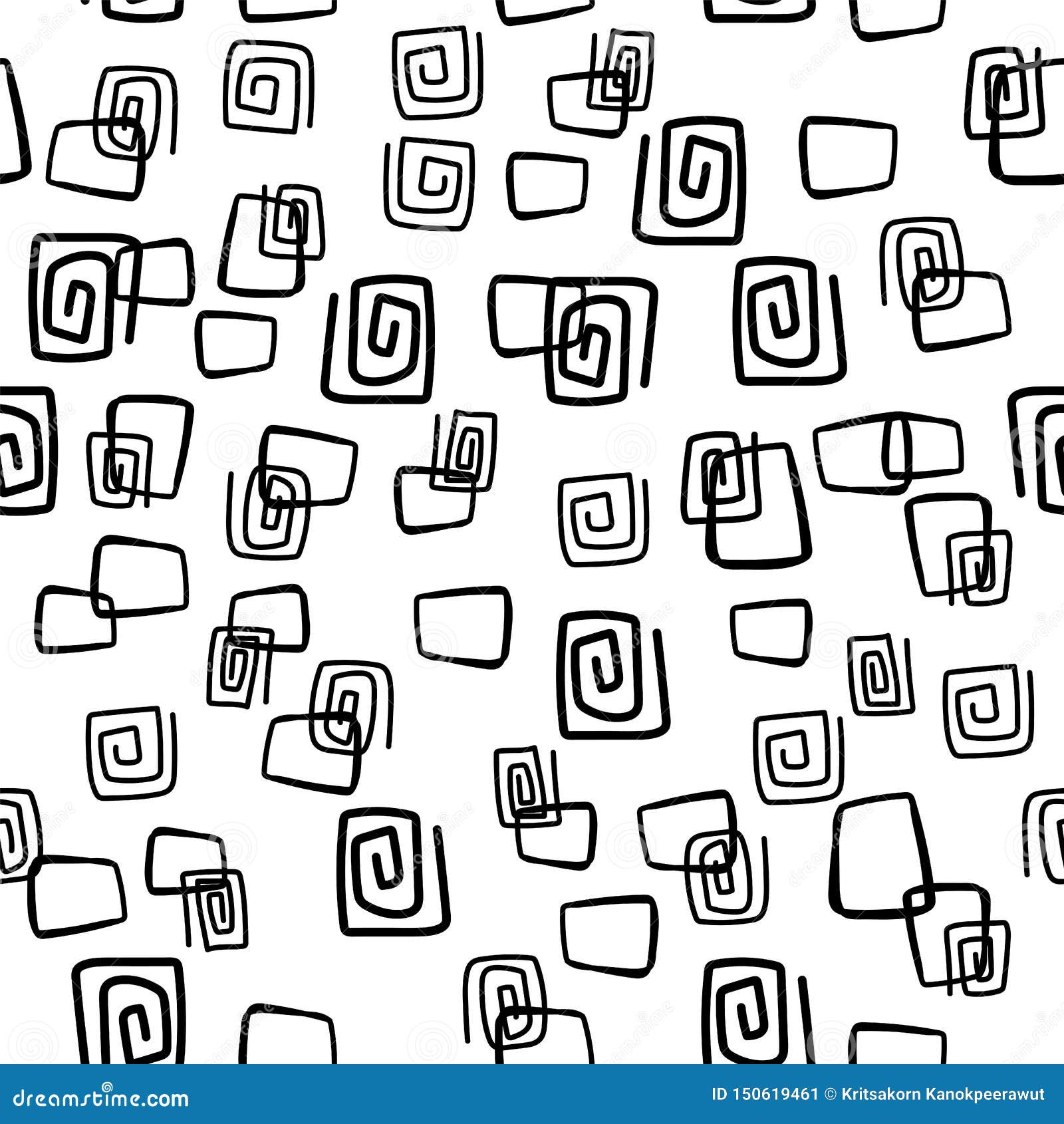 Twist Line Rectangle Doodle Pattern Stock Vector - Illustration of ...
