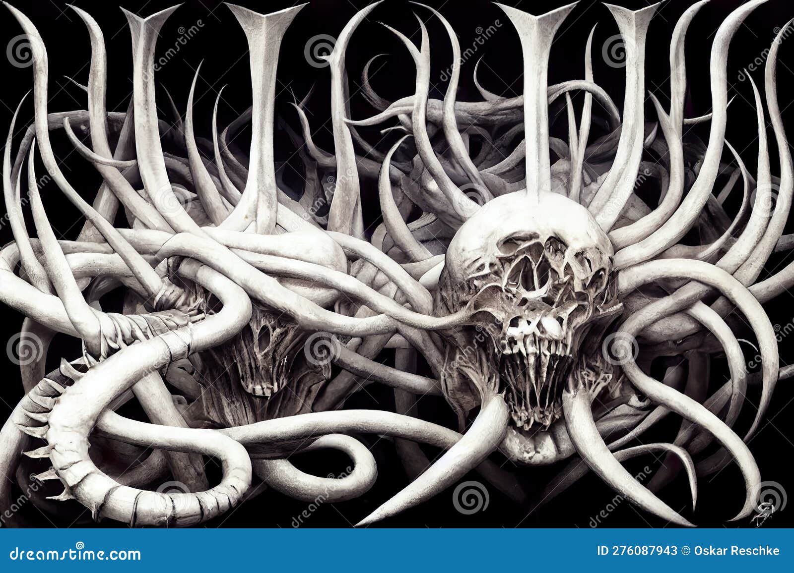 Twisted alien bones stock illustration. Illustration of design - 276087943