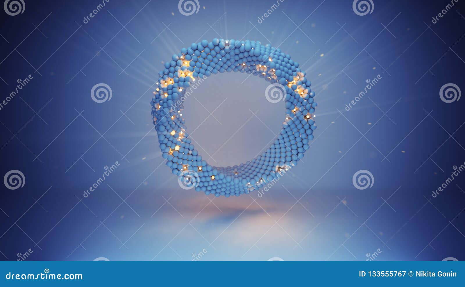 Twisted Blue Circle Futuristic Sci-fi 3D Rendering Stock Illustration ...