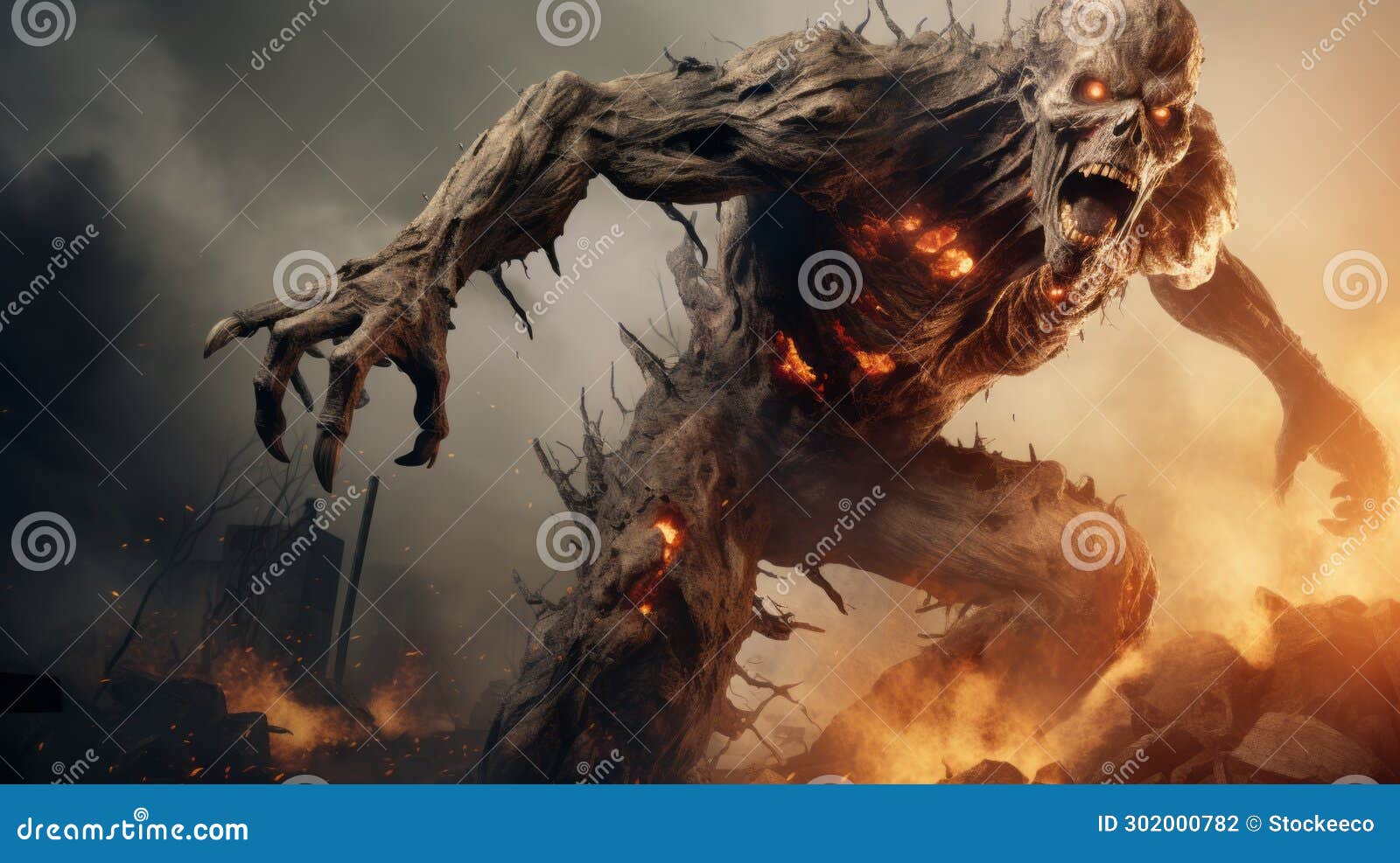 Intense Demon In Unreal Engine 5: Close-up Fire Dungeon Scene Stock ...