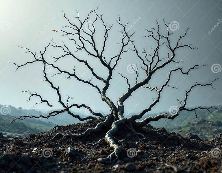 Rooted Resilience: Twisted Branches and Roots Snaking through Soil ...