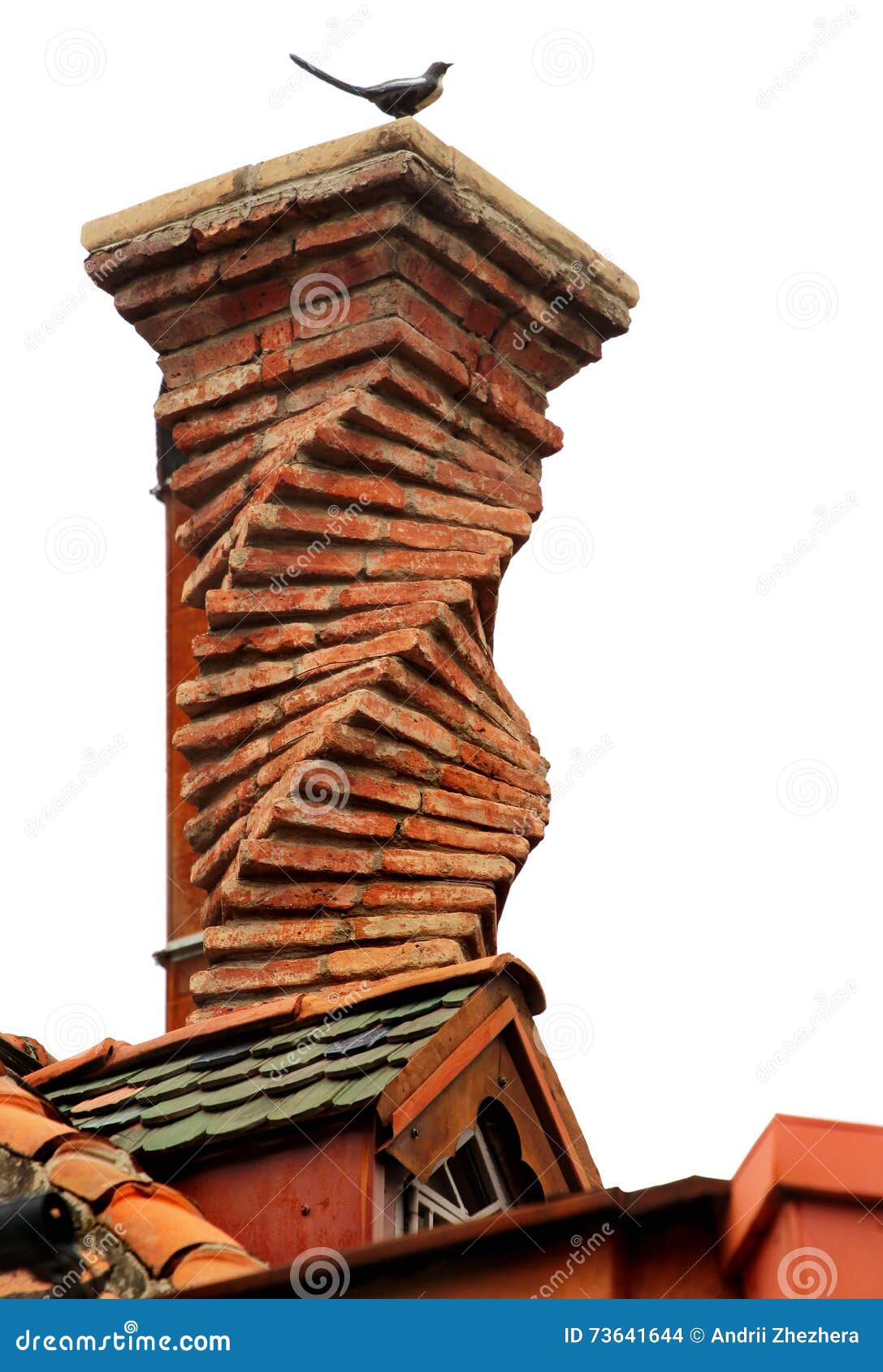 Twisted Brick Chimney on White Background Stock Photo - Image of ...
