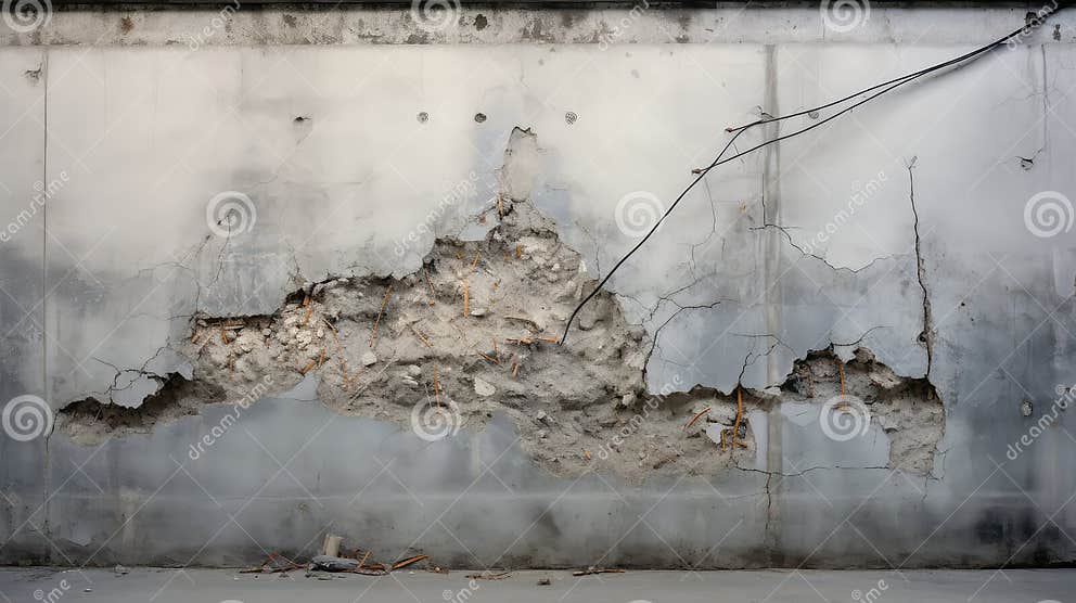 Twisted broken cement wall stock illustration. Illustration of ...