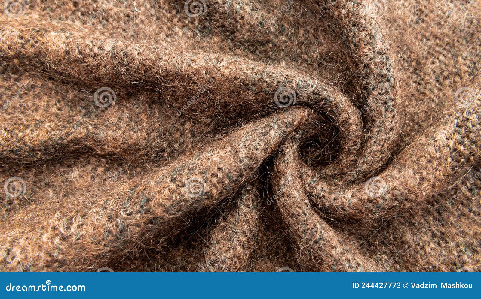 Twisted Brown Lambswool Fabric with Waves and Curves. Wool Material ...